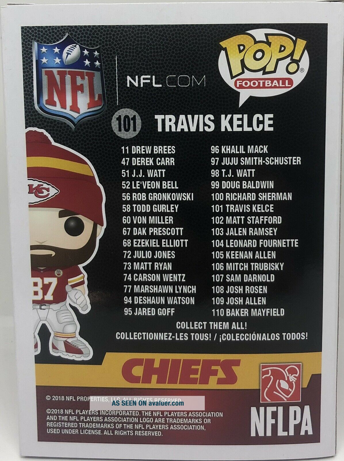 Funko Pop Football Travis Kelce Kansas City Chiefs NFL 101 Athlete ...