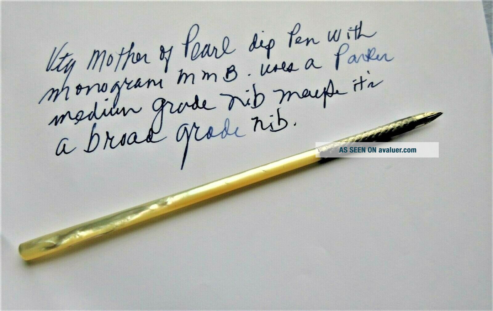 ELEGANT MOTHER OF PEARL & SILVER STEM DIP PEN 7 IN WITH A PARKER MEDIUM ...
