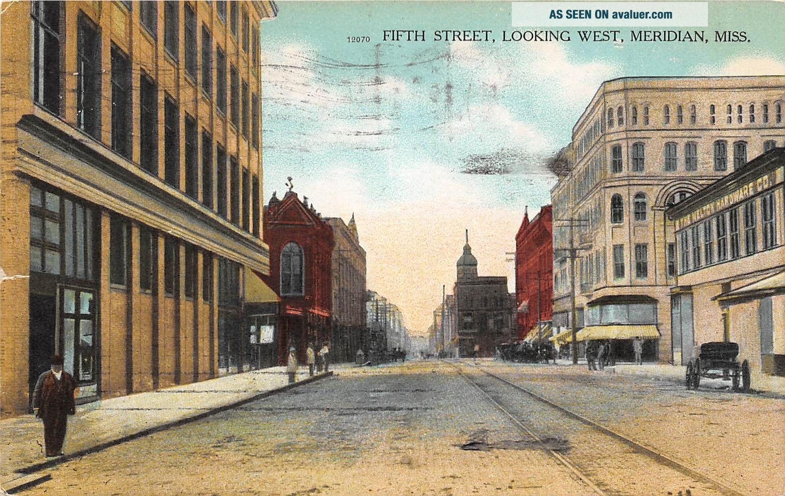 D91/ Meridian Mississippi Postcard 1909 Fifth Street West Hardware ...