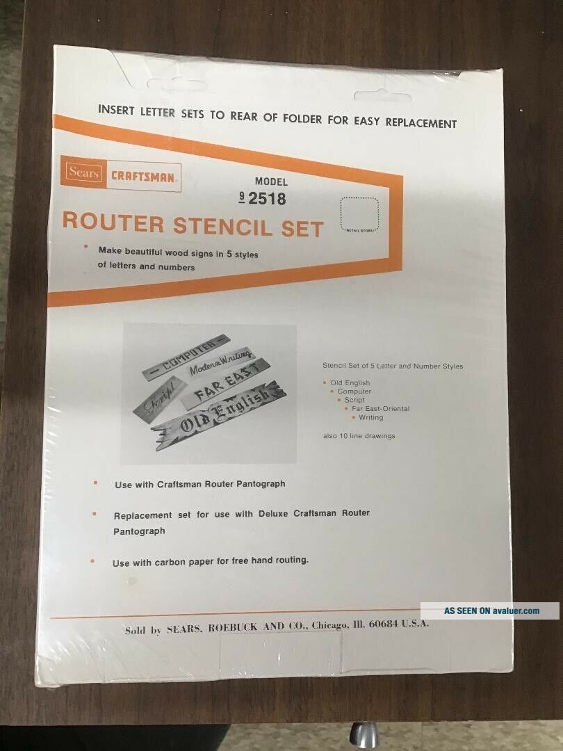 Vintage Sears Craftsman 5 Styles Router Stencil Set Model 2518 - 9 NIB ...