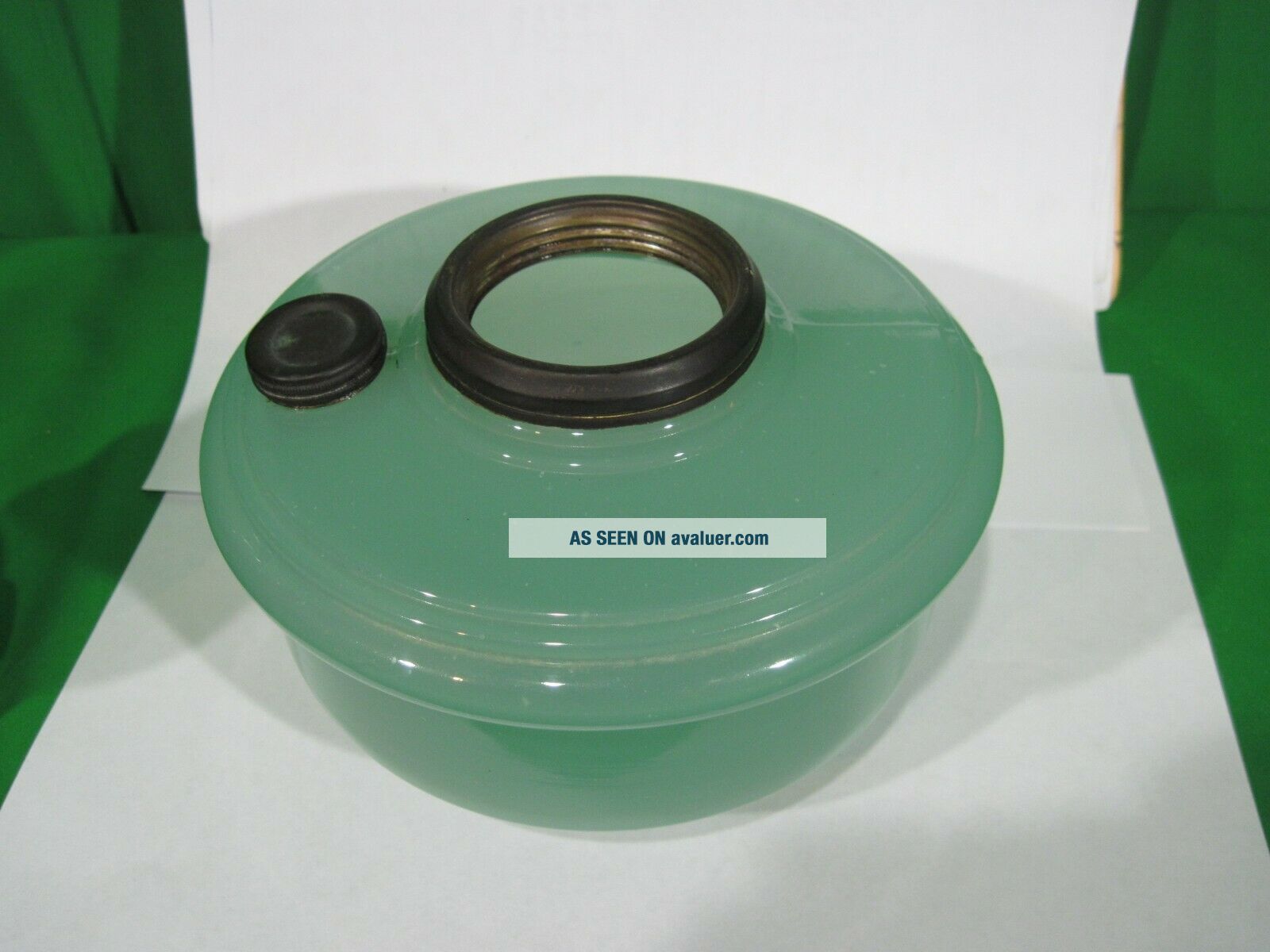 Aladdin Green Moonstone Oil Lamp W/ Chimney And Burner | #3387521