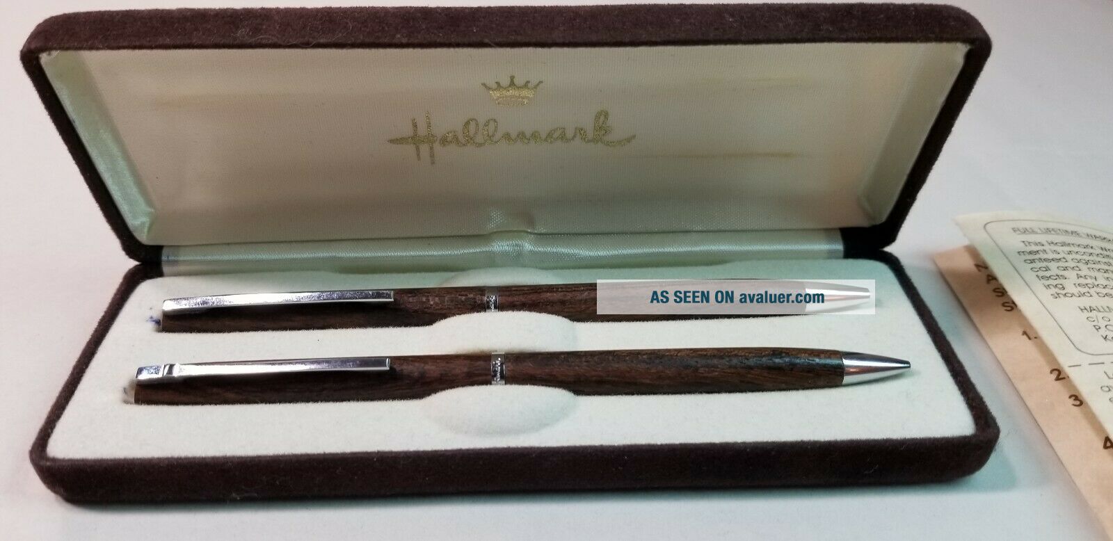 Vintage Hallmark Dark Wood Pen Pencil Set | #3347576
