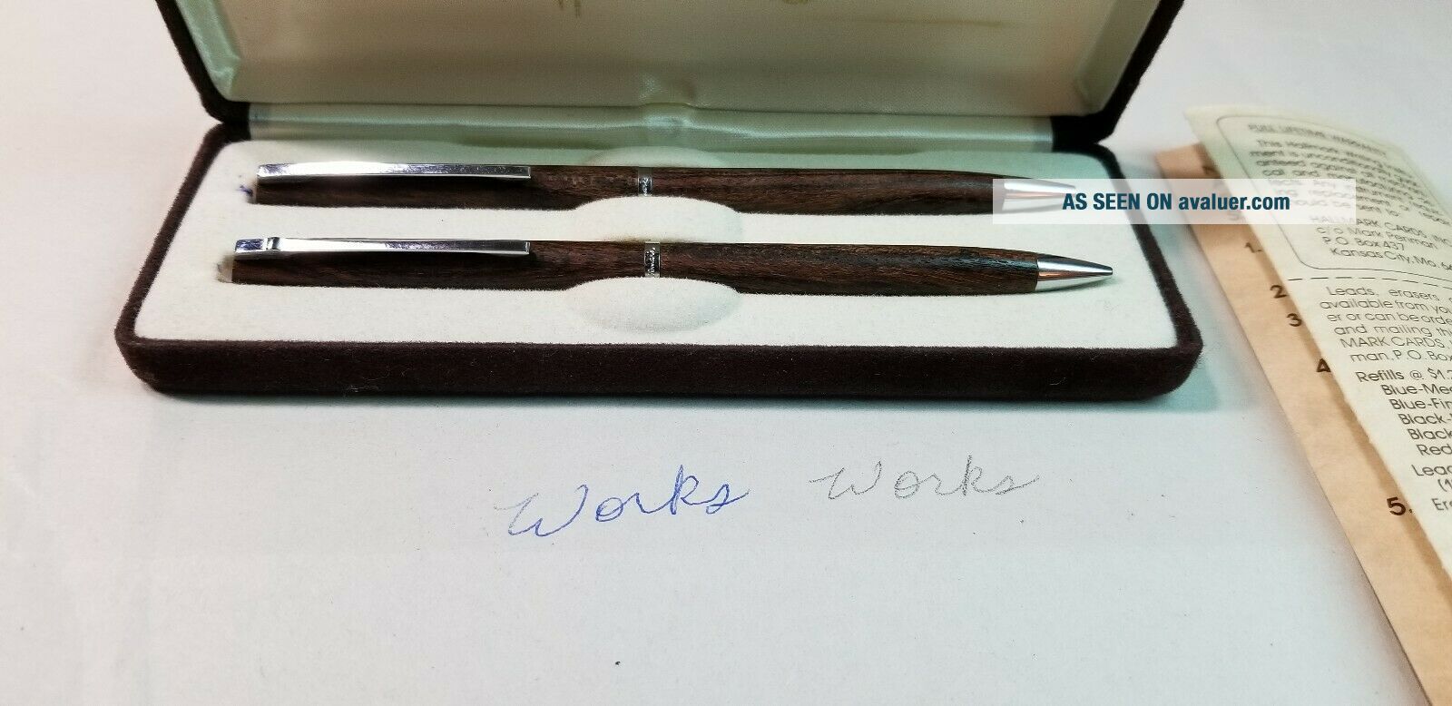 Vintage Hallmark Dark Wood Pen Pencil Set | #3347576