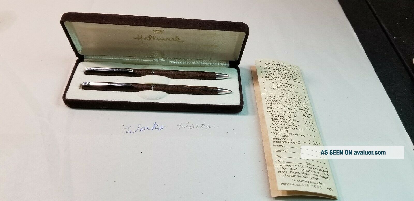 Vintage Hallmark Dark Wood Pen Pencil Set | #3347576