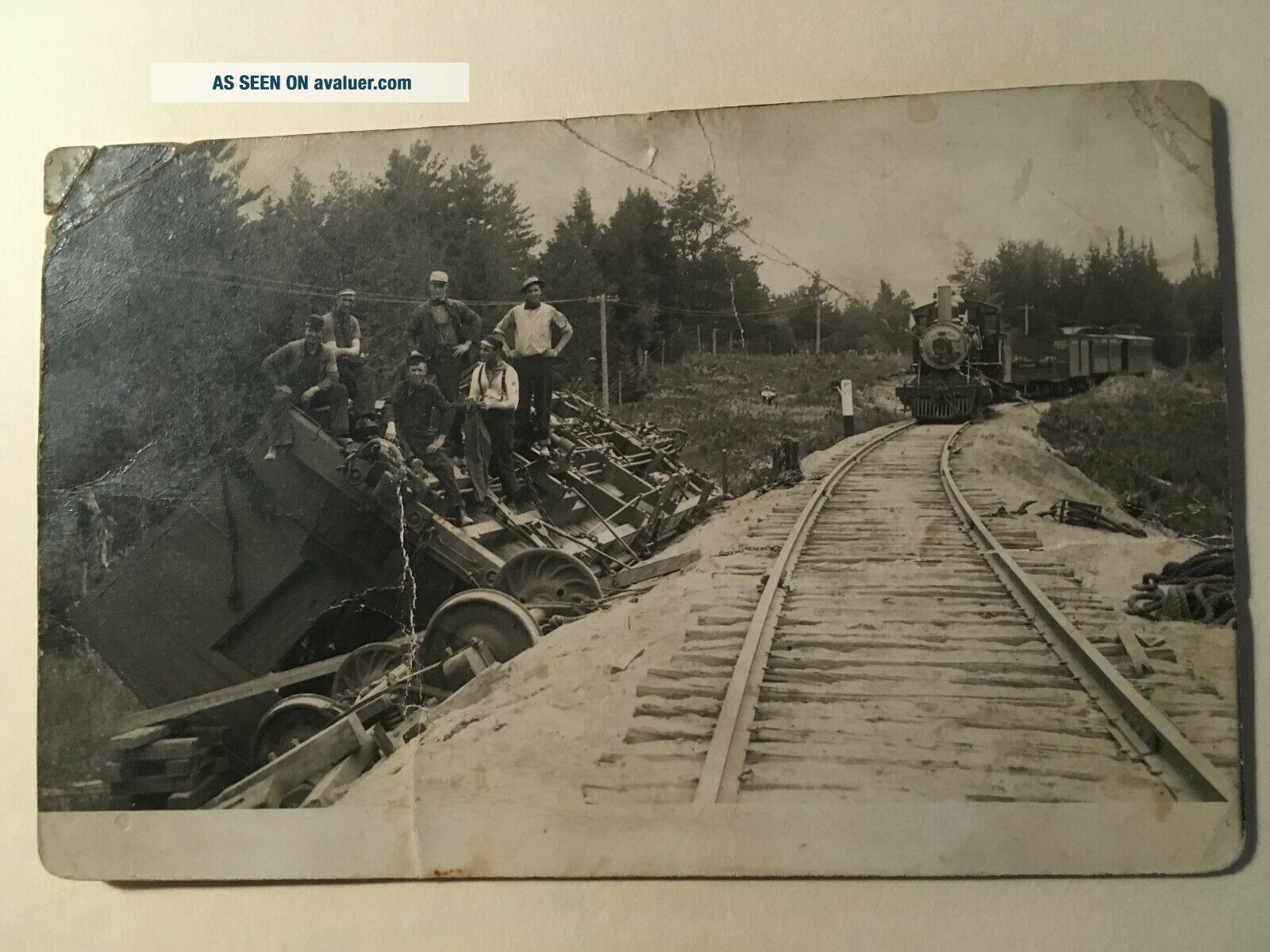 Vintage Photo Postcard Railroad Train Wreck Unknown Location Train On ...