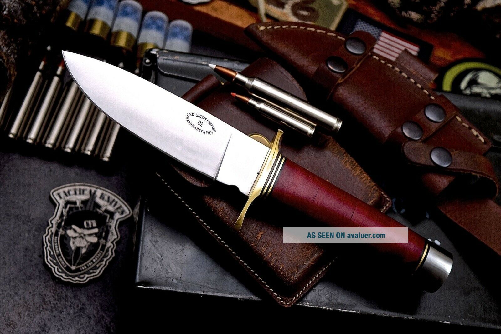 CFK Handmade D2 Custom Red - Micarta Small Bowie Hunting Skinning Blade ...