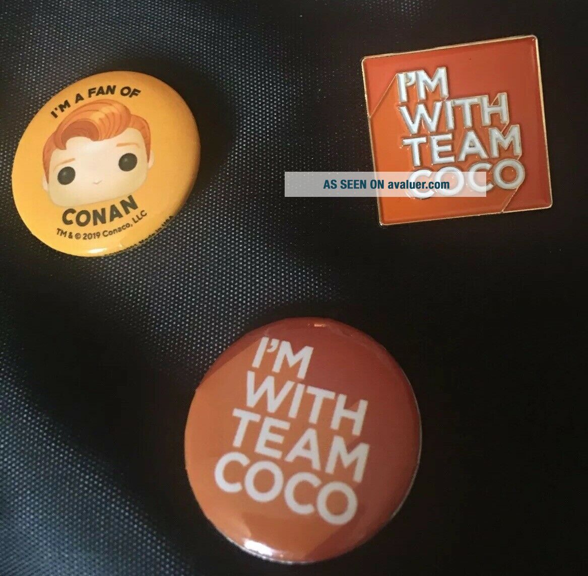 Conan O ' Brien Collectors 3 Pin Set. “I’m With Team Coco” 2019 Team ...