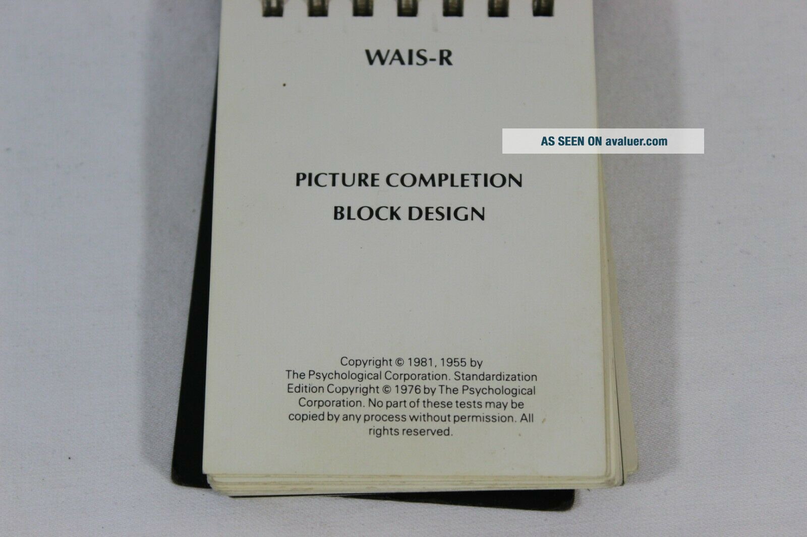 WAIS - R Wechsler Adult Intelligence Psychological Picture Completion ...