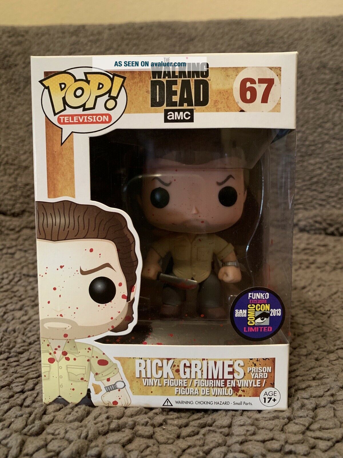 FUNKO POP WALKING DEAD 2013 SDCC Exclusive BLOODY RICK GRIMES PRISON 67 ...
