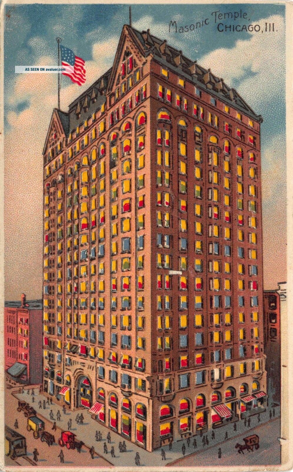 Hold - To - Light Postcard Masonic Temple In Chicago, Illinois 115798 ...