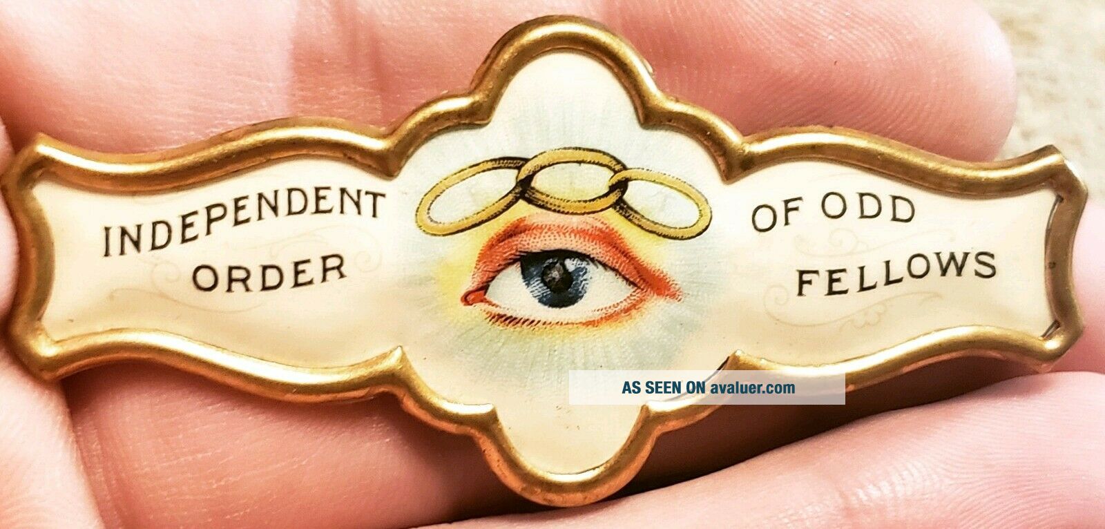 RARE 1890S IOOF ODD FELLOWS ALL SEEING EYE CELLULOID TOPPER PIN BADGE ...