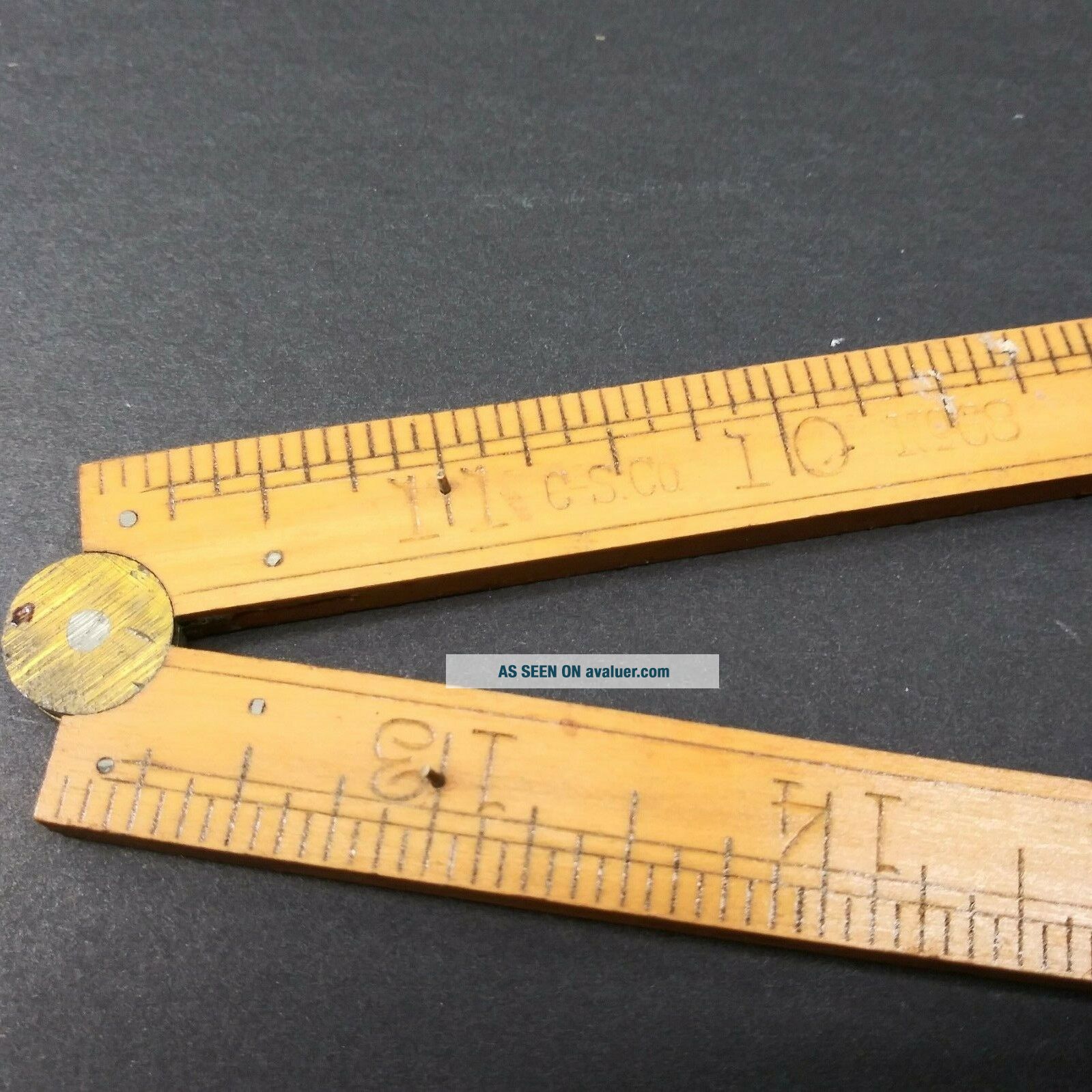 Vintage C&S Co Folding Ruler Measure Wood Brass 24 In Pinewood ...