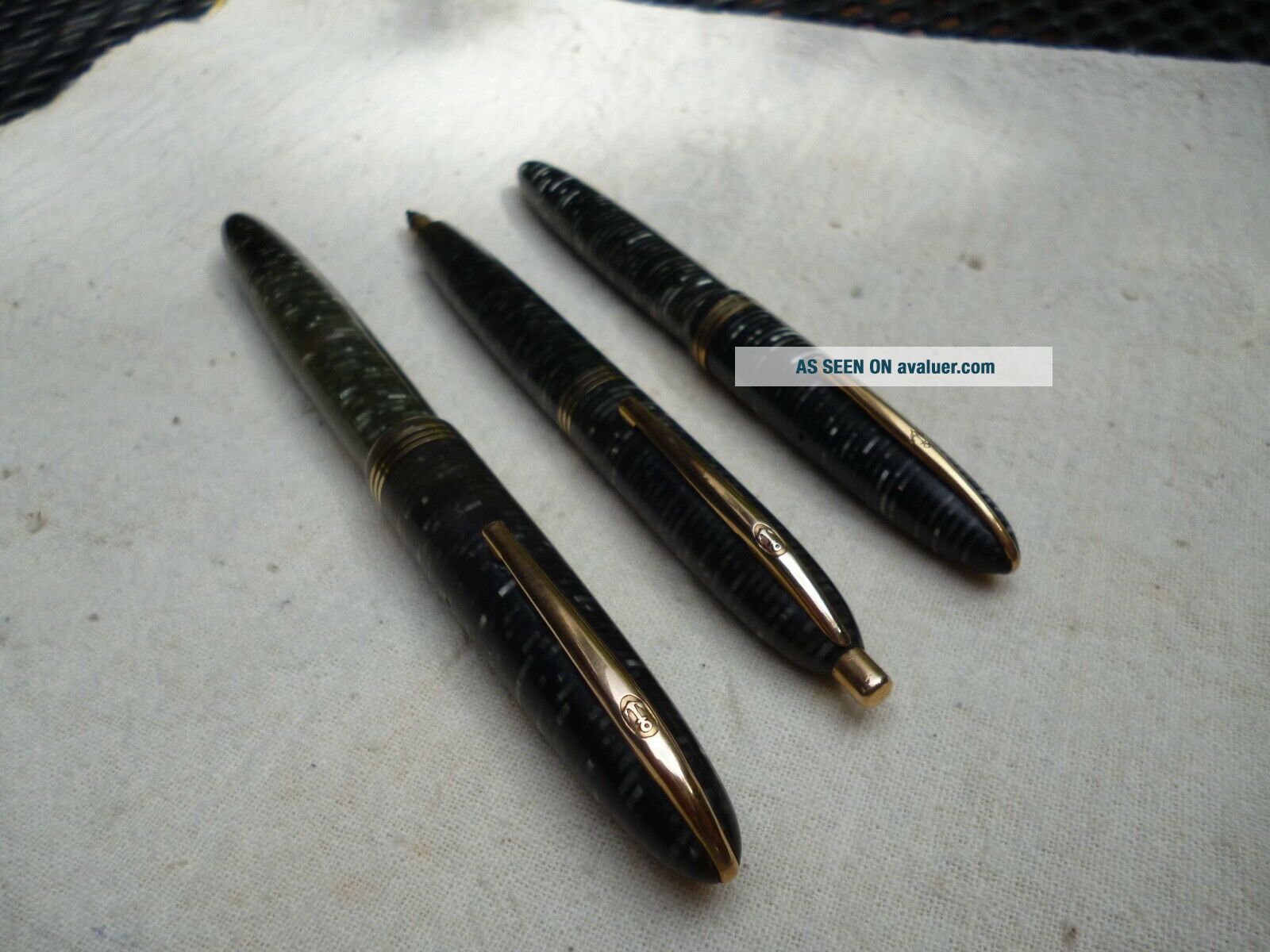 1950 Ancora " Lusso " TRIS Green Ringed Celluloid EXC | #3480905