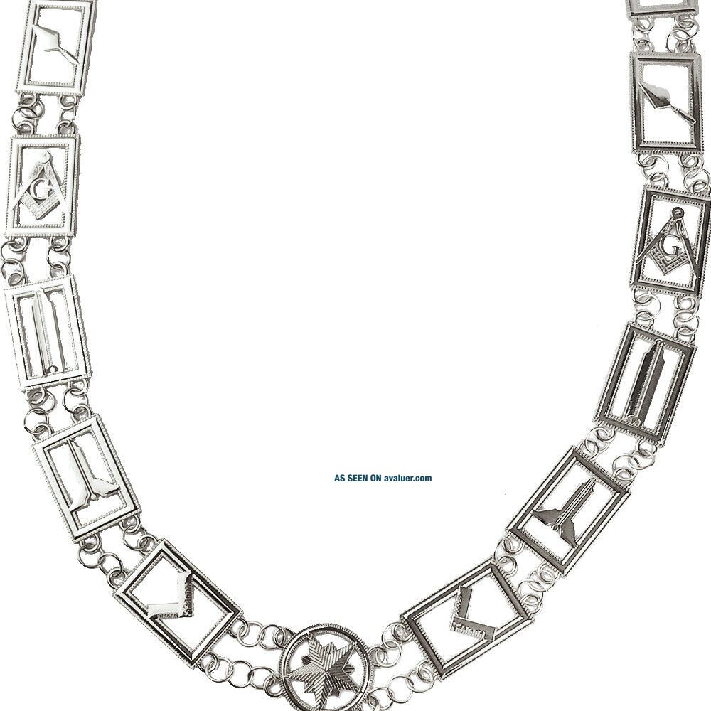 Masonic Collar Chain Silver Metal Tools Master Square Wardens Level ...
