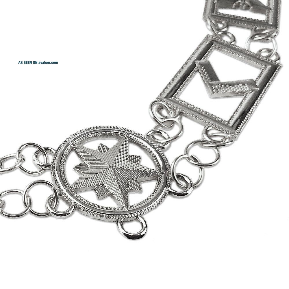Masonic Collar Chain Silver Metal Tools Master Square Wardens Level ...