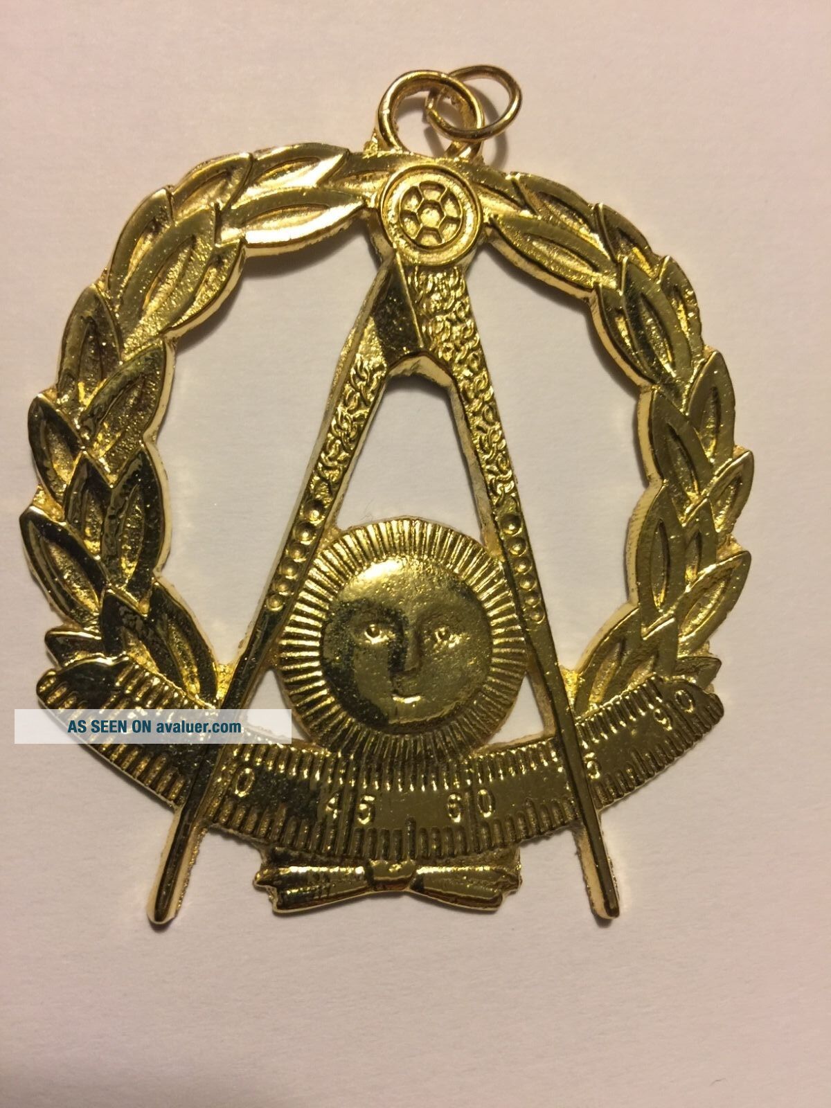 Masonic Collar Jewel Past Master Gold With Reaf Freemason Mason Large ...