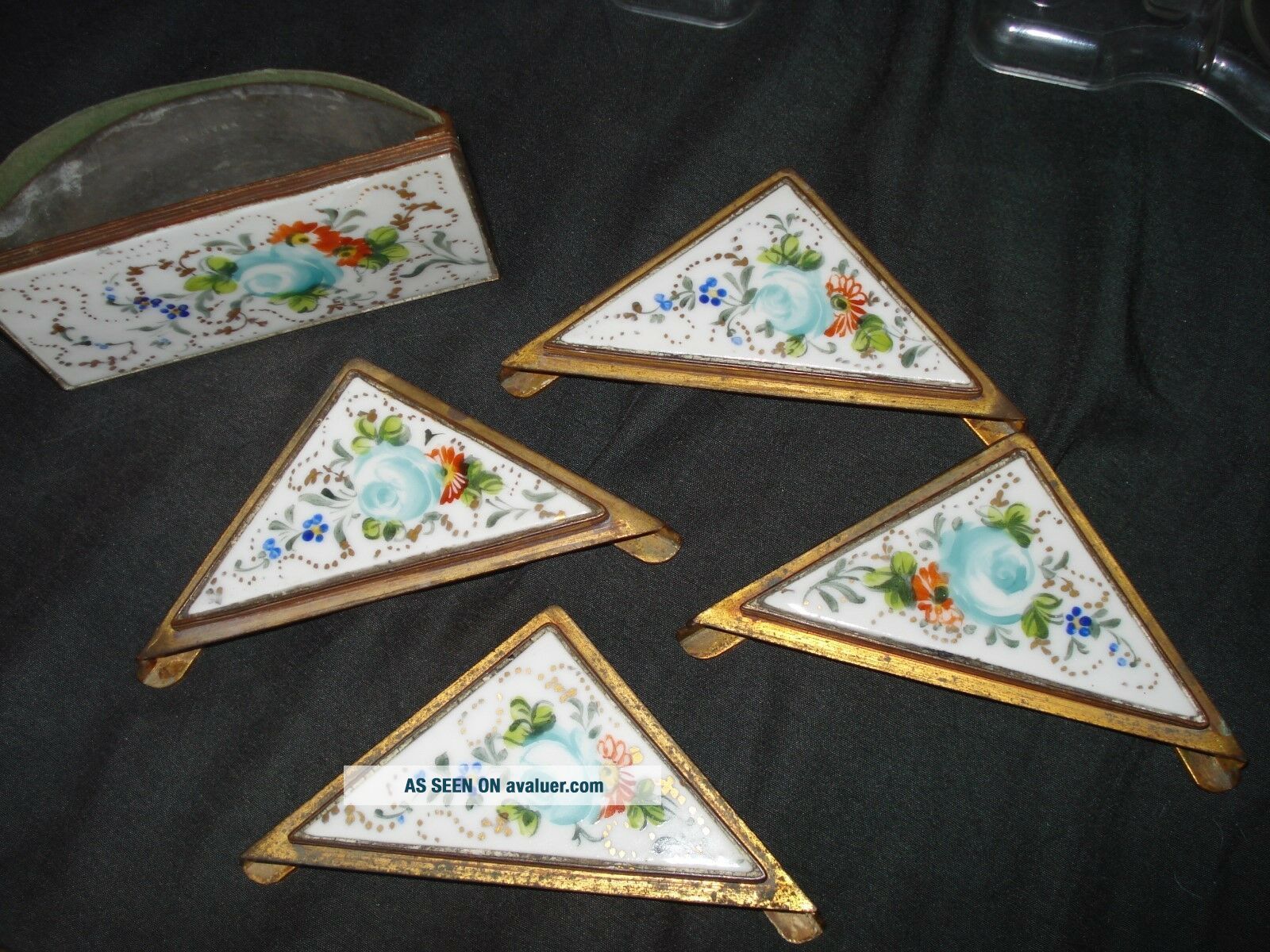 Antique Old Paris Limoges French Porcelain Ink Well Desk Set Dresden ...