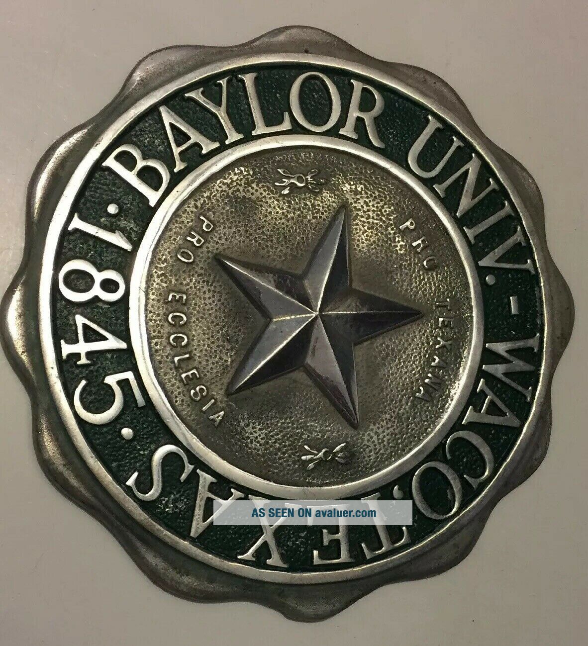 Vintage Baylor University 1845 Seal Waco Texas Pewter Plaque Kinney Co ...