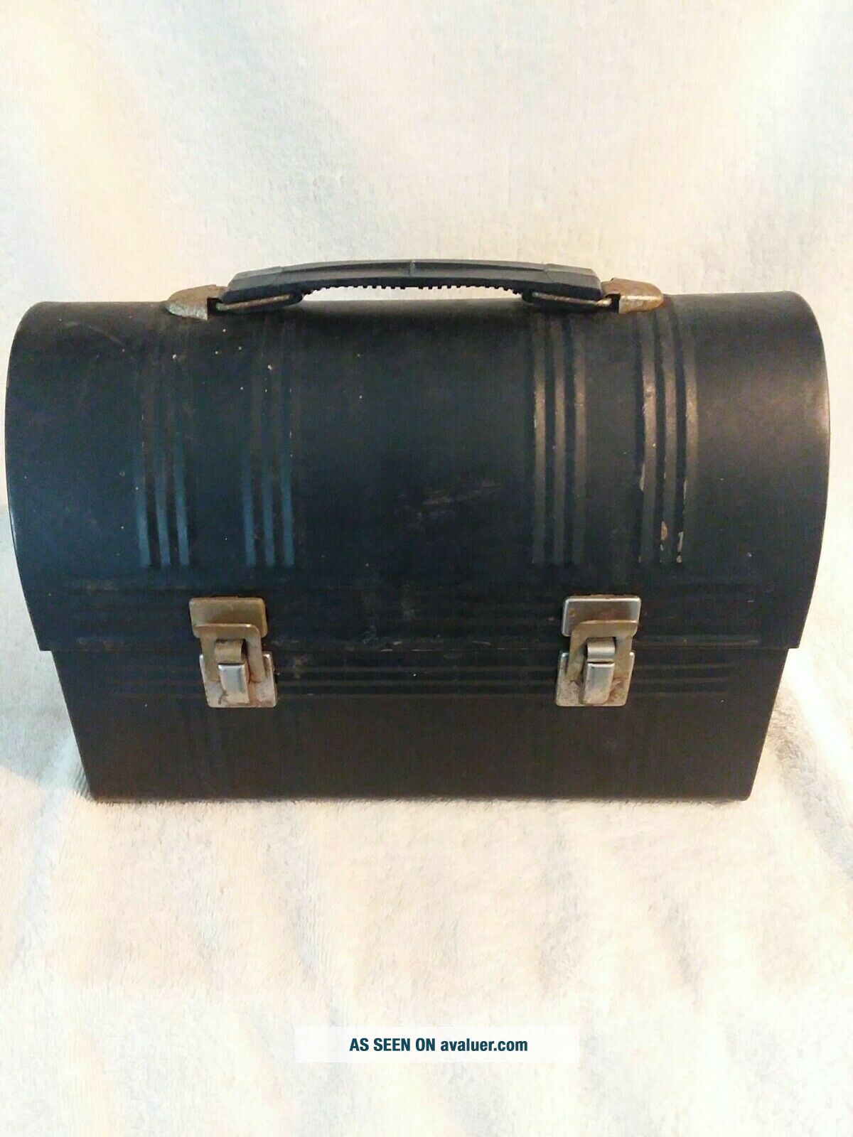 VINTAGE 1950S ALADDIN INDUSTRIES INC BLACK METAL LUNCHBOX LUNCH PAIL ...