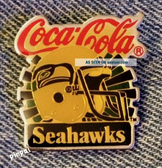 Seattle Seahawks Pin NFL Football ' 80 Vintage Coca Cola Coke NOS Old ...