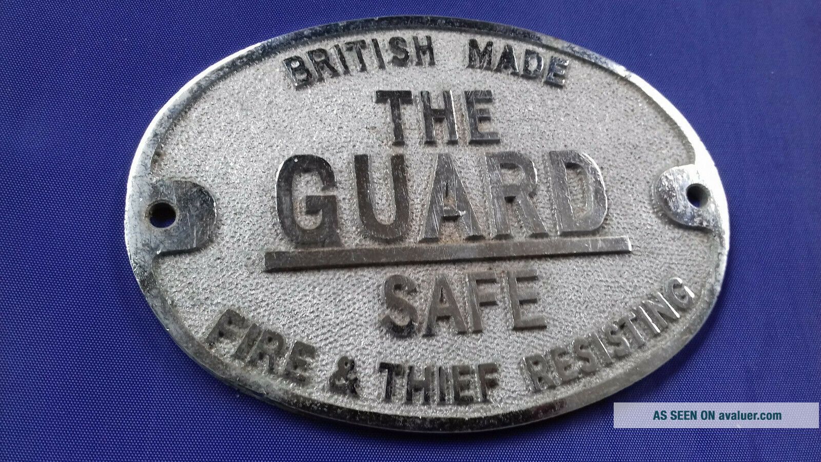 CHROMED ON BRASS OLD SAFE PLAQUE (BRITISH MADE THE GUARD SAFE FIRE ...