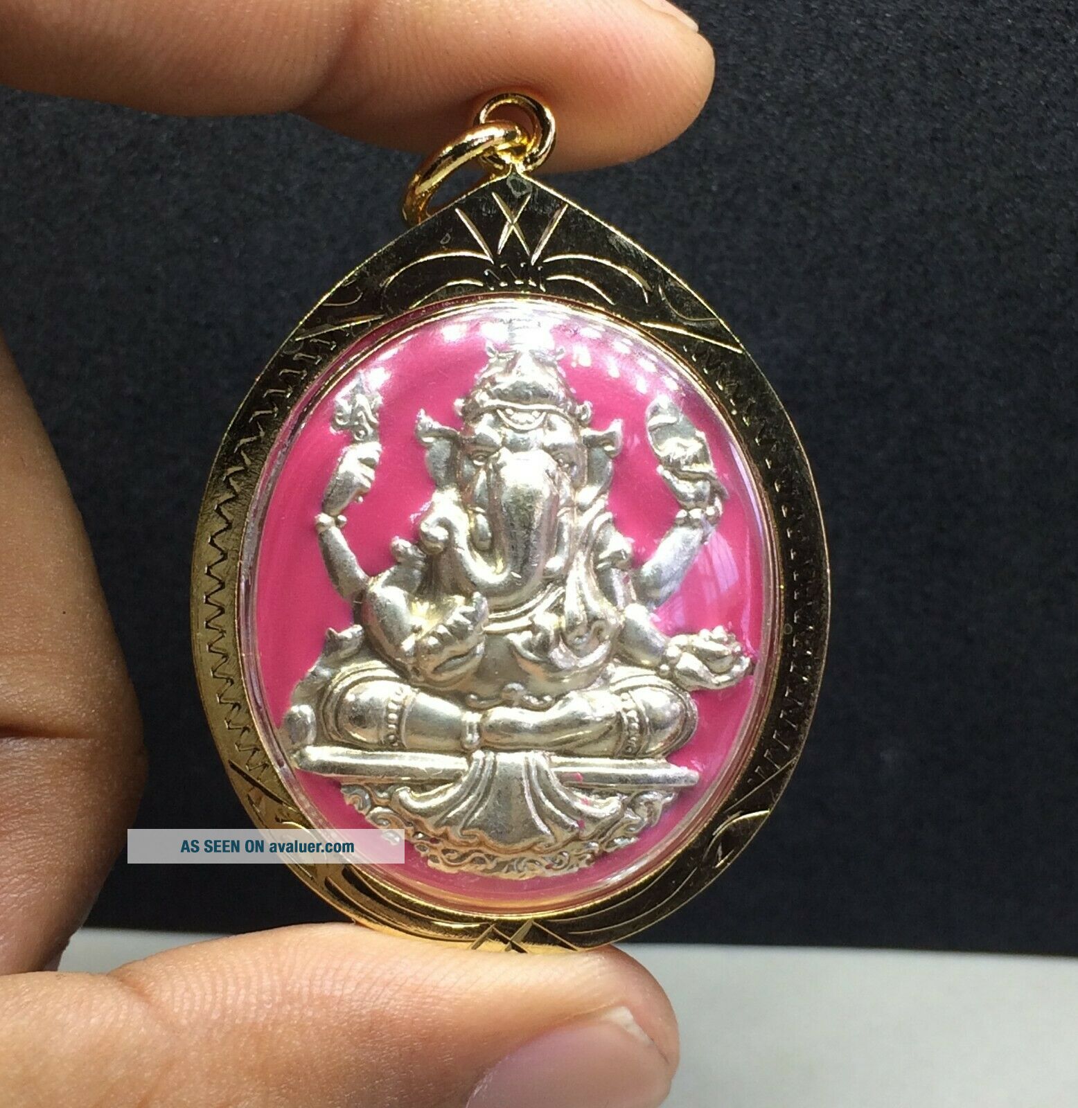 Pink Pendant Ganesha Elephant God Wealth Good Luck Thai Amulet Buddha ...
