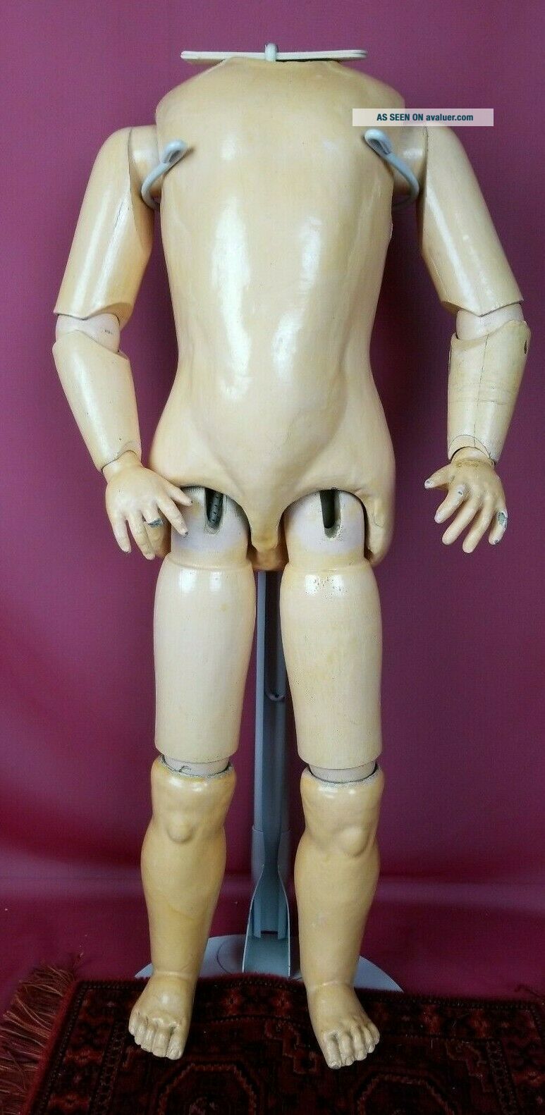 Antique German HUGE Fully Jointed Sonneberg Doll Body For Bisque Socket ...