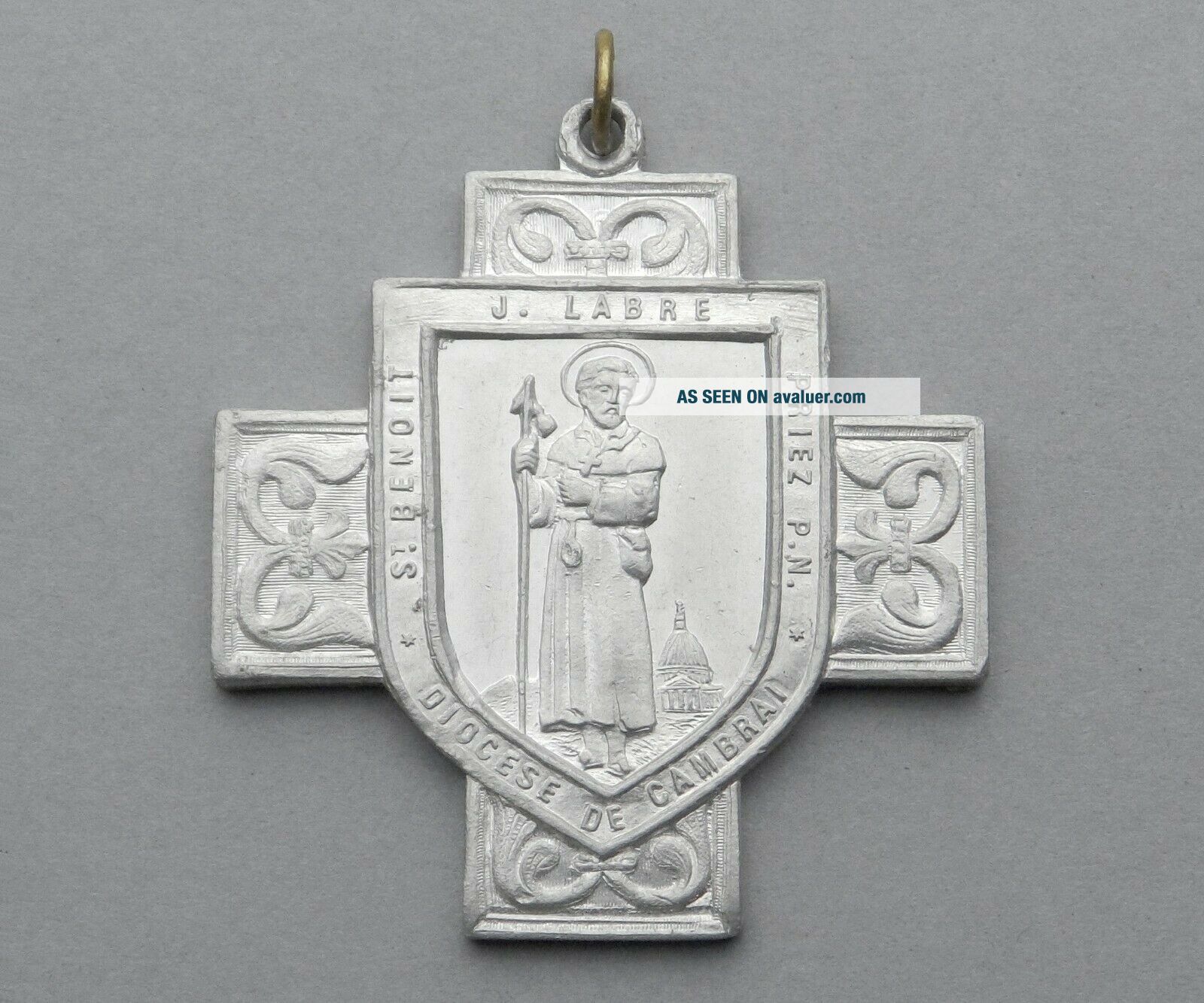 Benedict Joseph Labre & St Mary. Cross, Antique Religious Pendant ...
