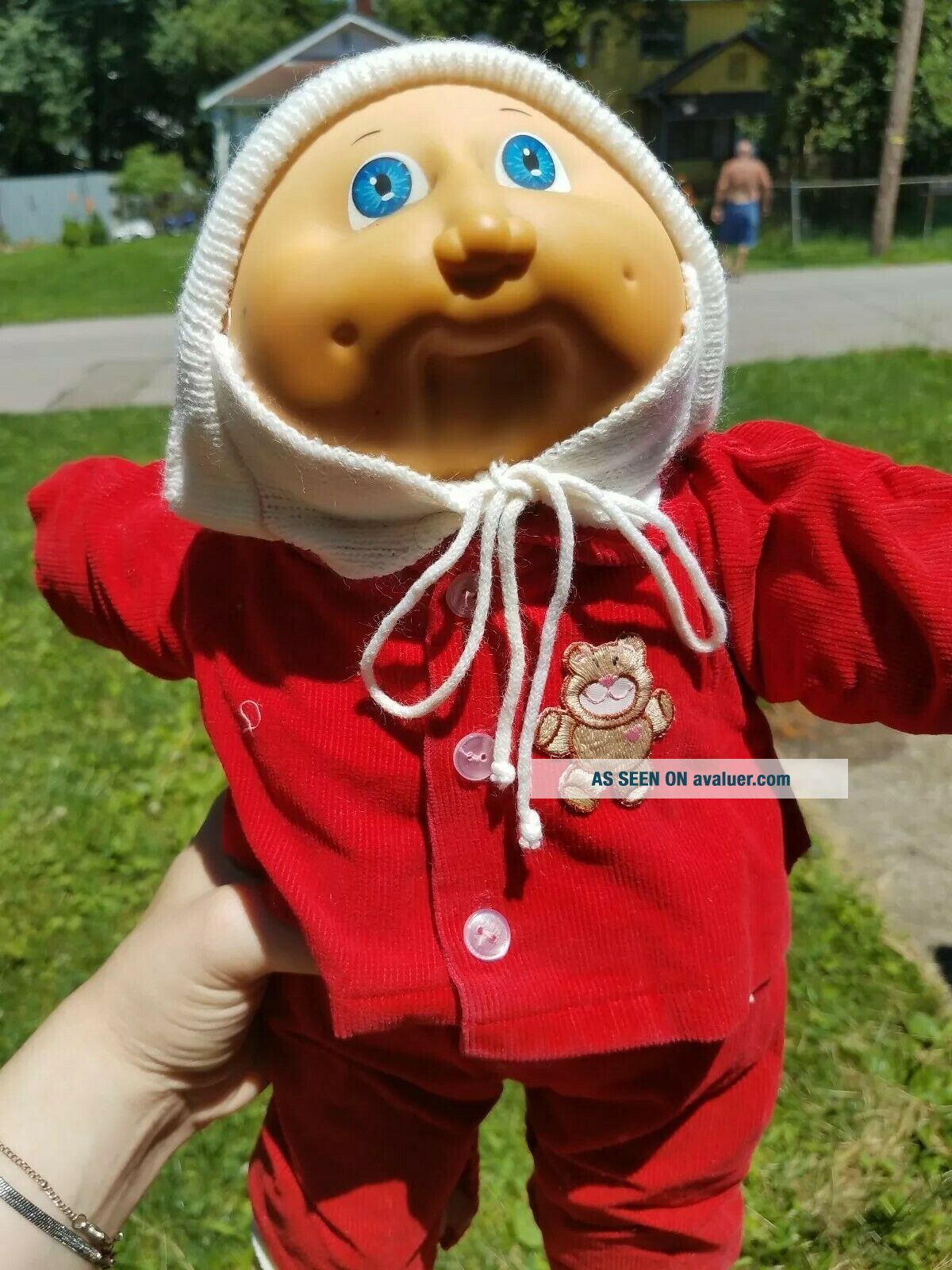 VINTAGE CABBAGE PATCH BABY DOLL RED SNOW SUIT AND BONNET | #3700496