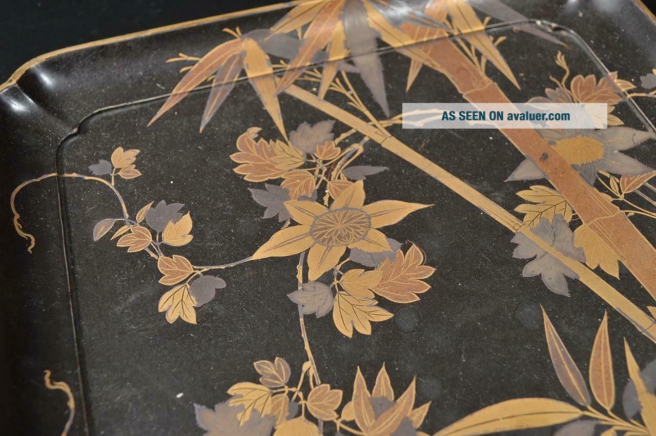 T7974: Japanese Old Wooden Lacquer Ware ORNAMENTAL PLATE/Dish Tea ...
