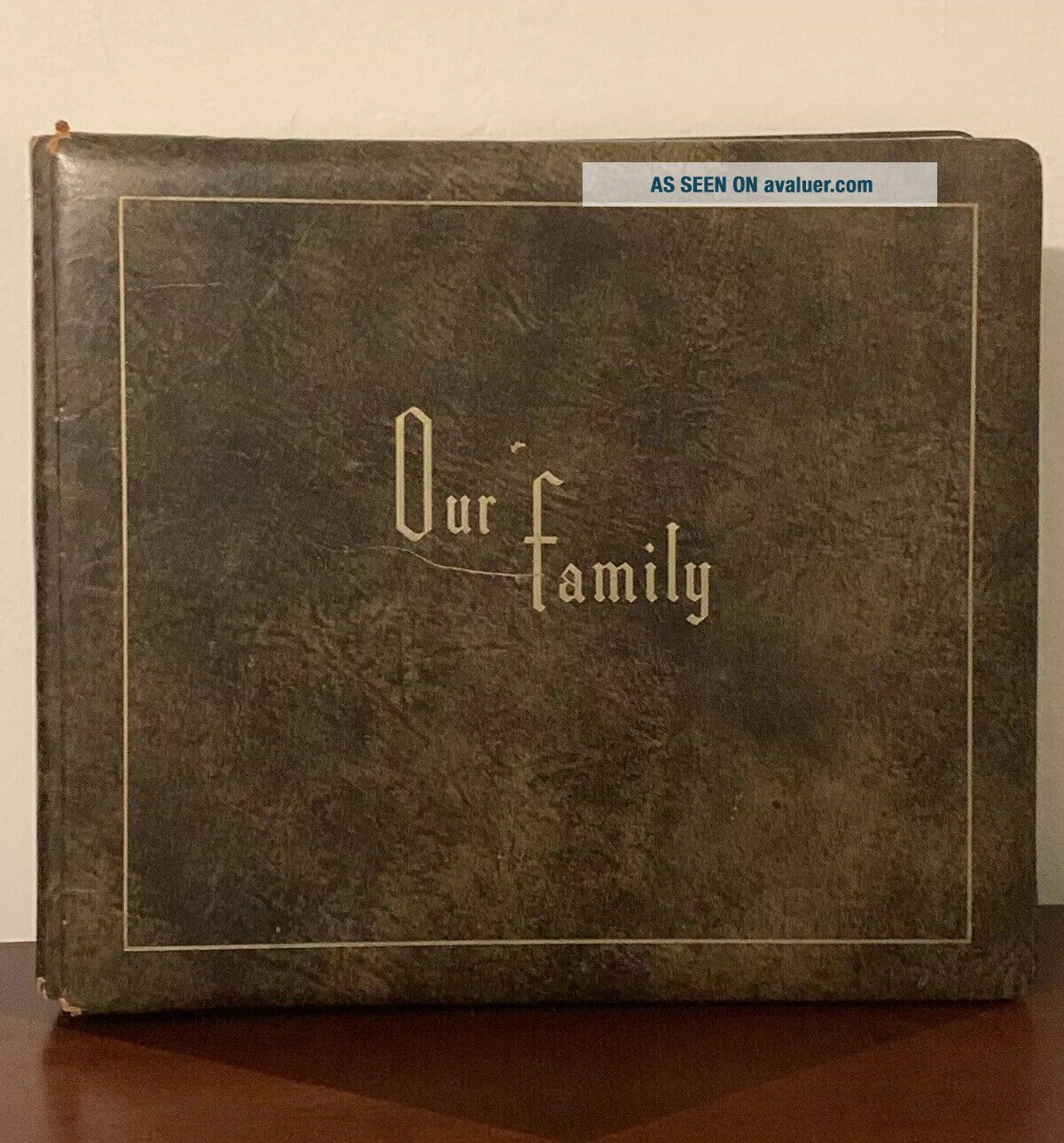 Vintage Our Family Photo Album Cowhide Gold Trim Family Record Plan ...