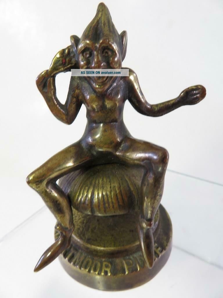 RARE ART NOUVEAU HEAVY SOLID BRONZE DARTMOOR PIXIE PAPERWEIGHT OR RING ...