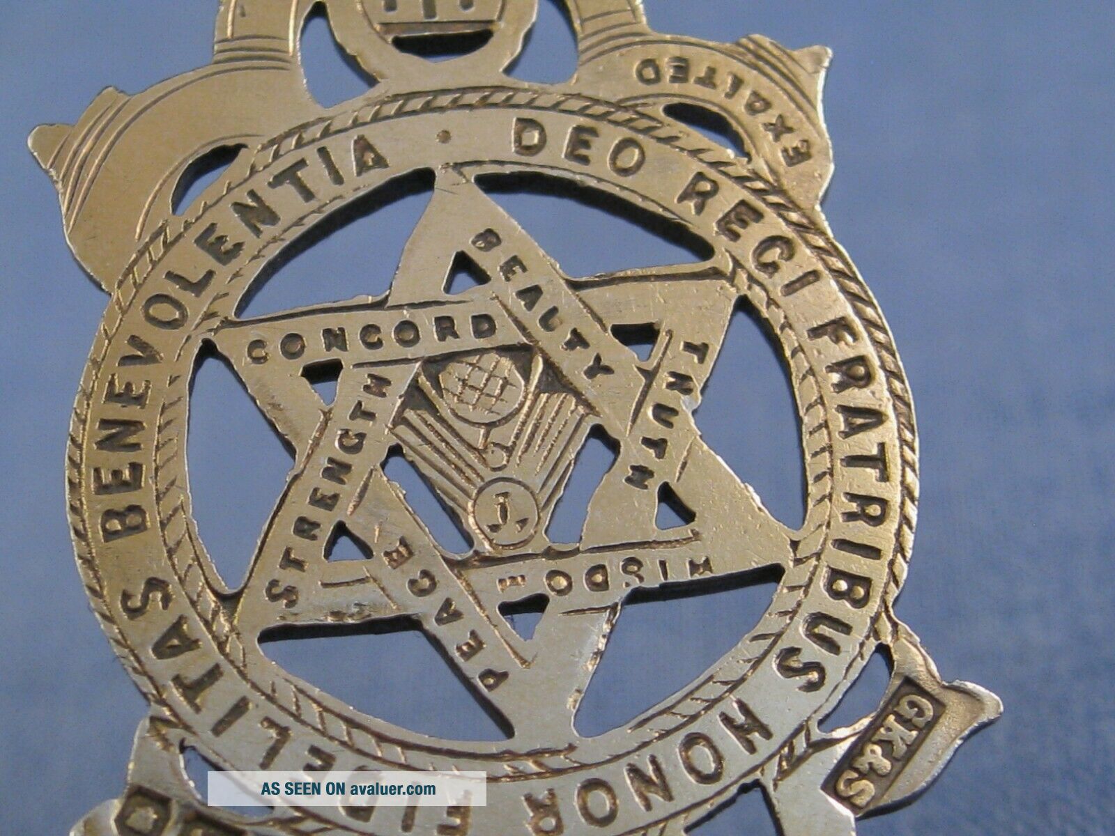 STERLING SILVER ANTIQUE MASONIC SEAL OF SOLOMON STAR FOB MEDAL JEWEL ...
