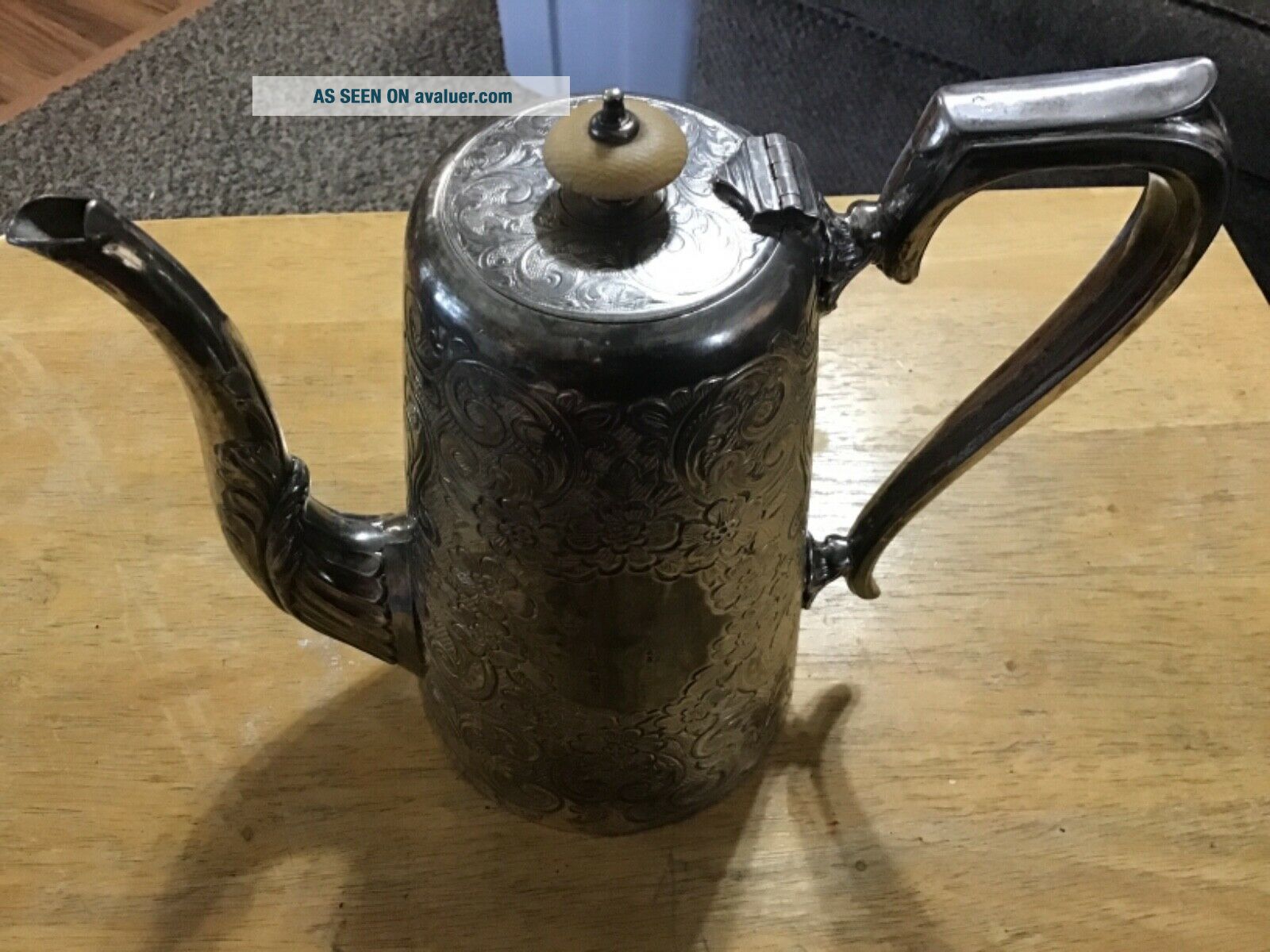 VINTAGE J. H. POTTER A1 SILVER PLATE SHEFFIELD FLOWER ENGRAVED TEAPOT ...