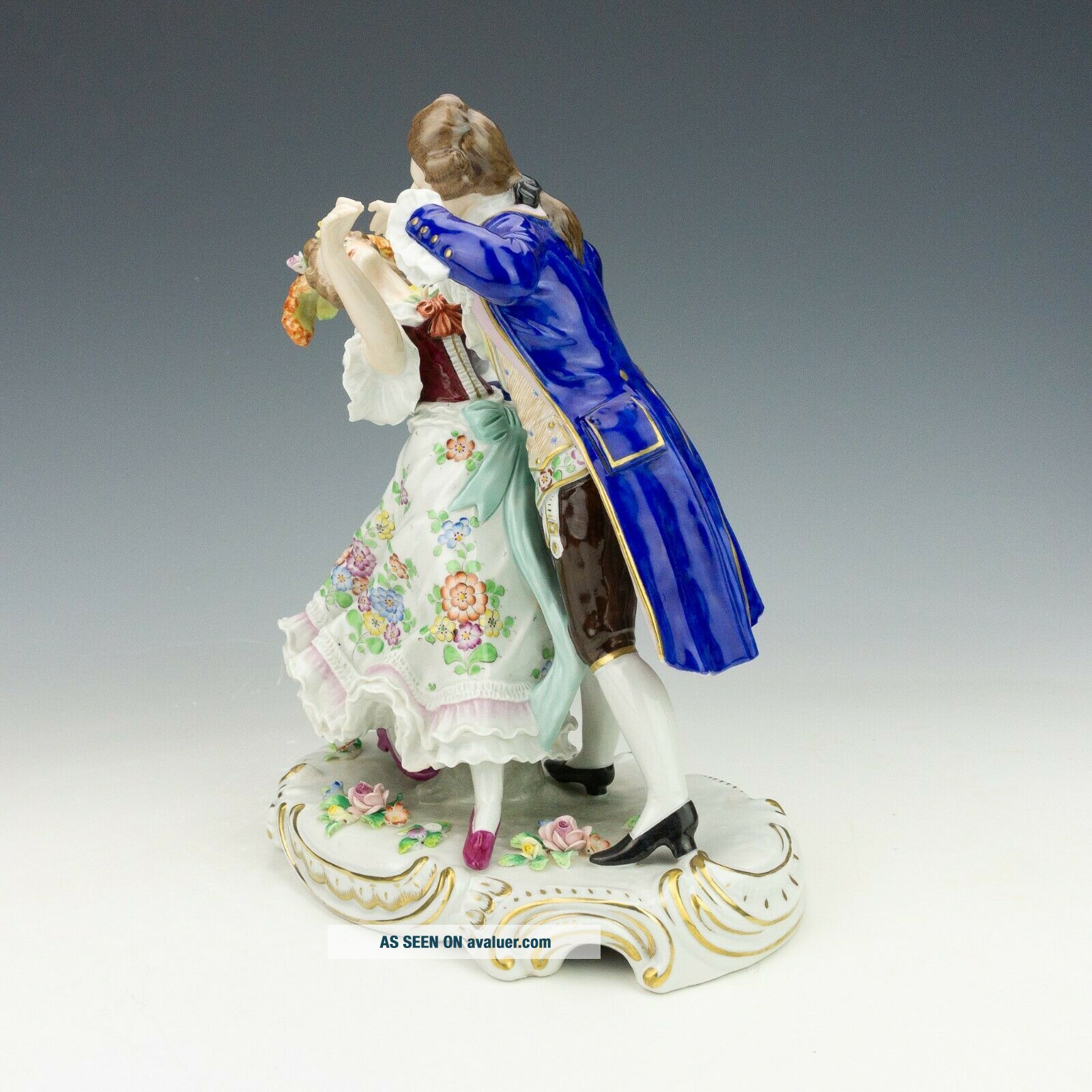 Antique Sitzendorf Dresden Porcelain - Hand Painted Lady & Gentleman ...