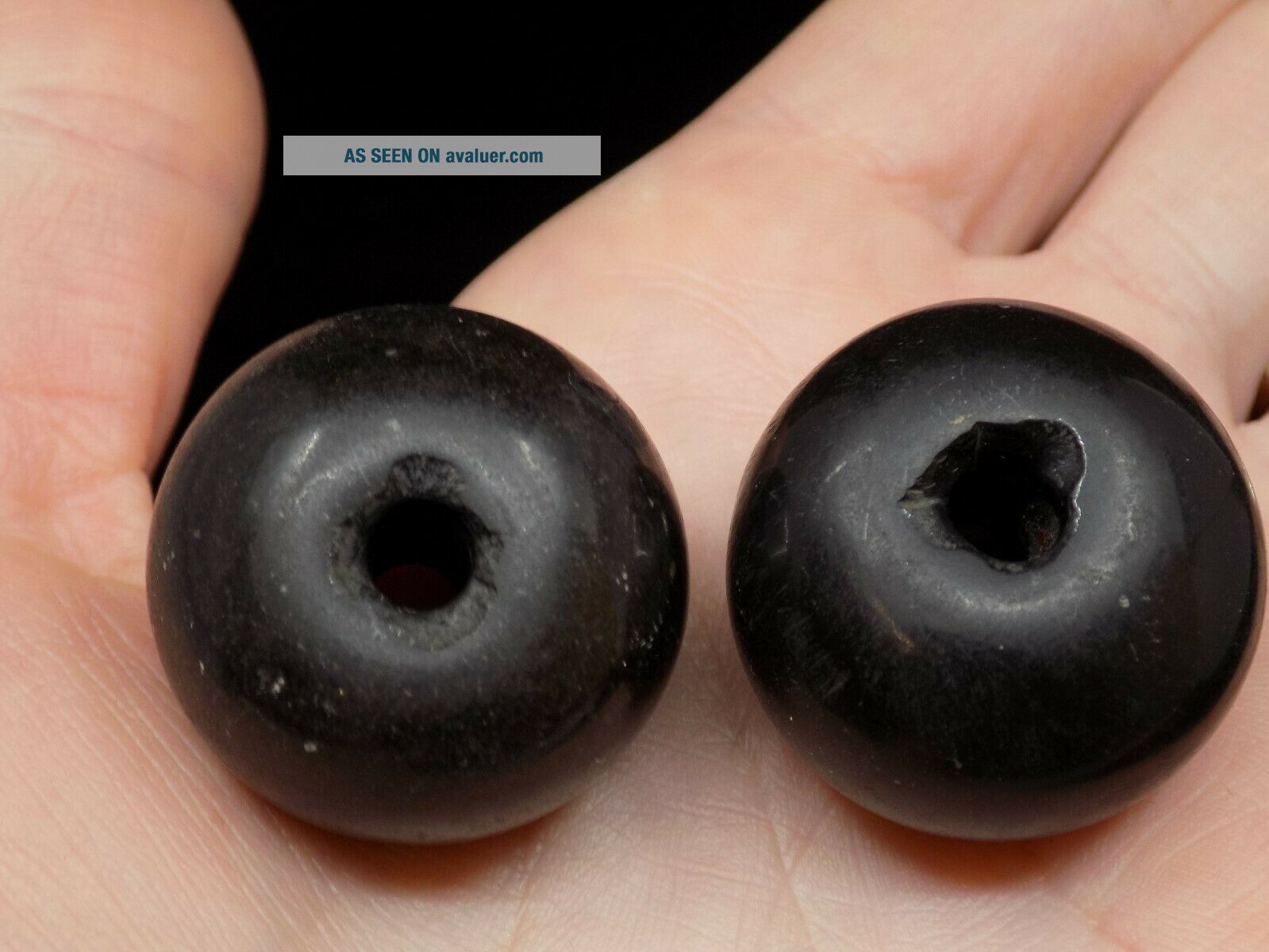 Pre - Columbian Black Jade Beads Set Of Two, Authentic Central Mexico ...
