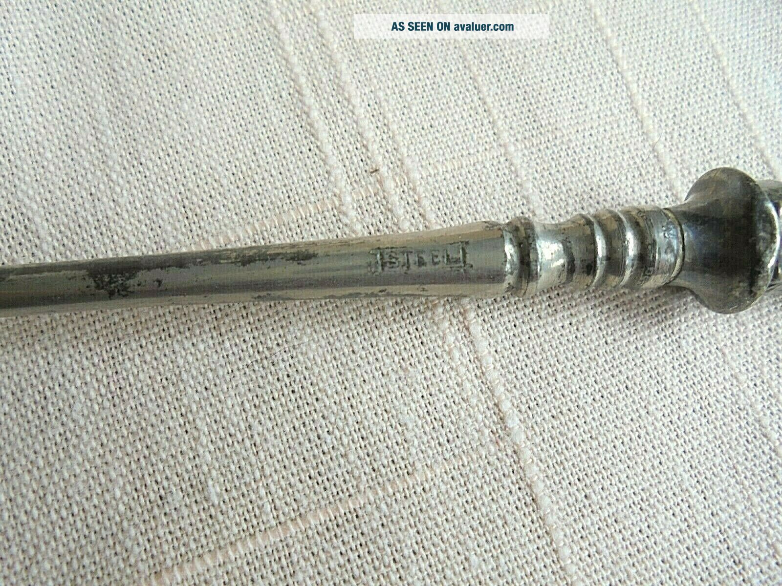 Antique English Hallmark Sterling Silver Handle Shoe Button Hook | #3764331