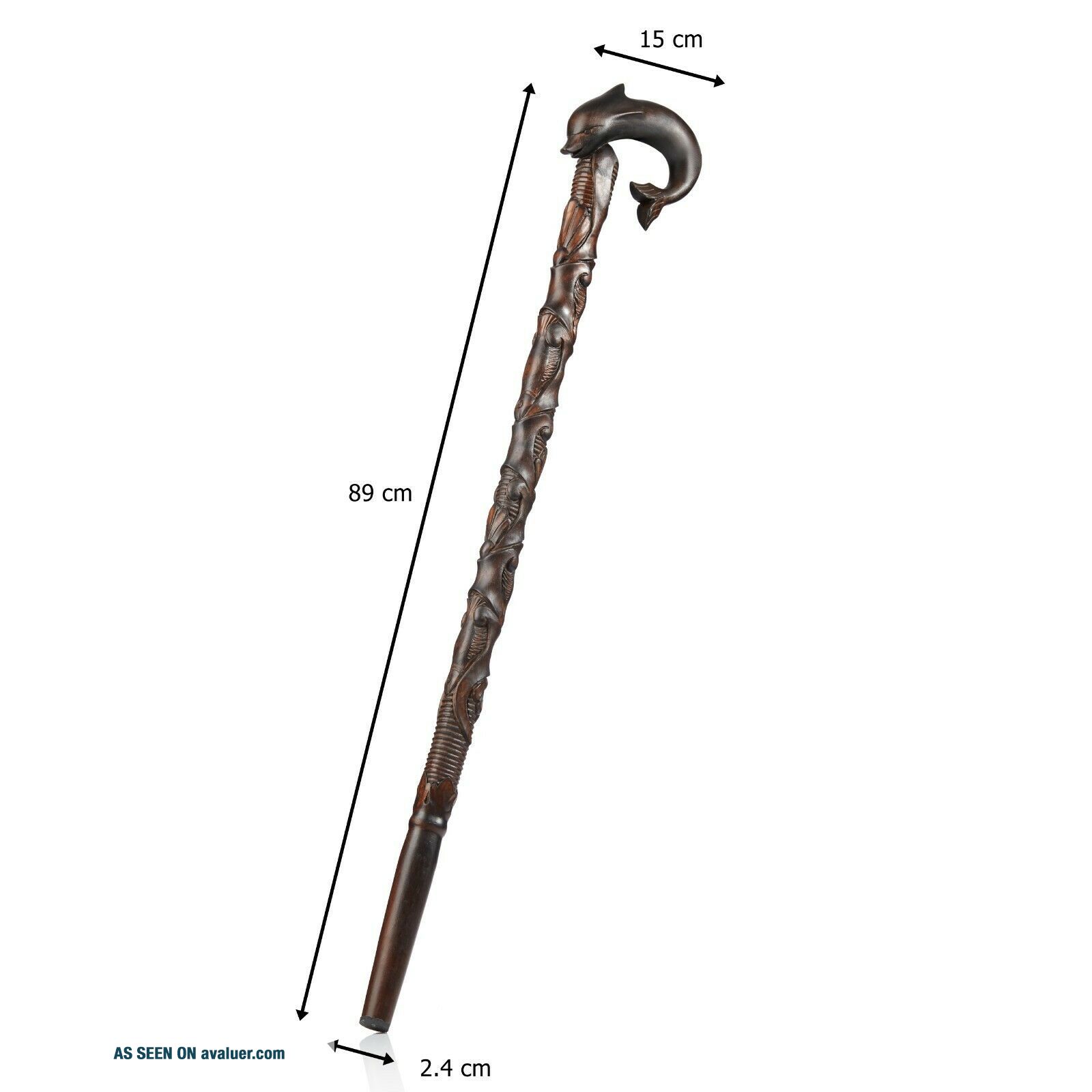 Hand Carved Dolphin Walking Stick Cane Crook From Oak - Quality Made In ...