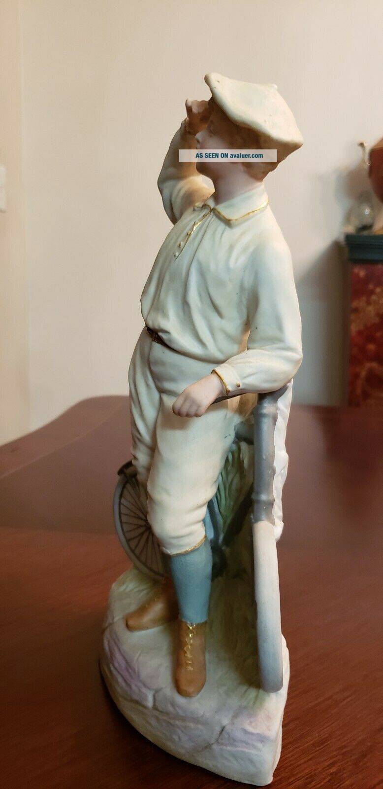 EXTREMELY RARE Heubach Germany Bisque 12 " MAN WITH BICYCLE Figurines ...
