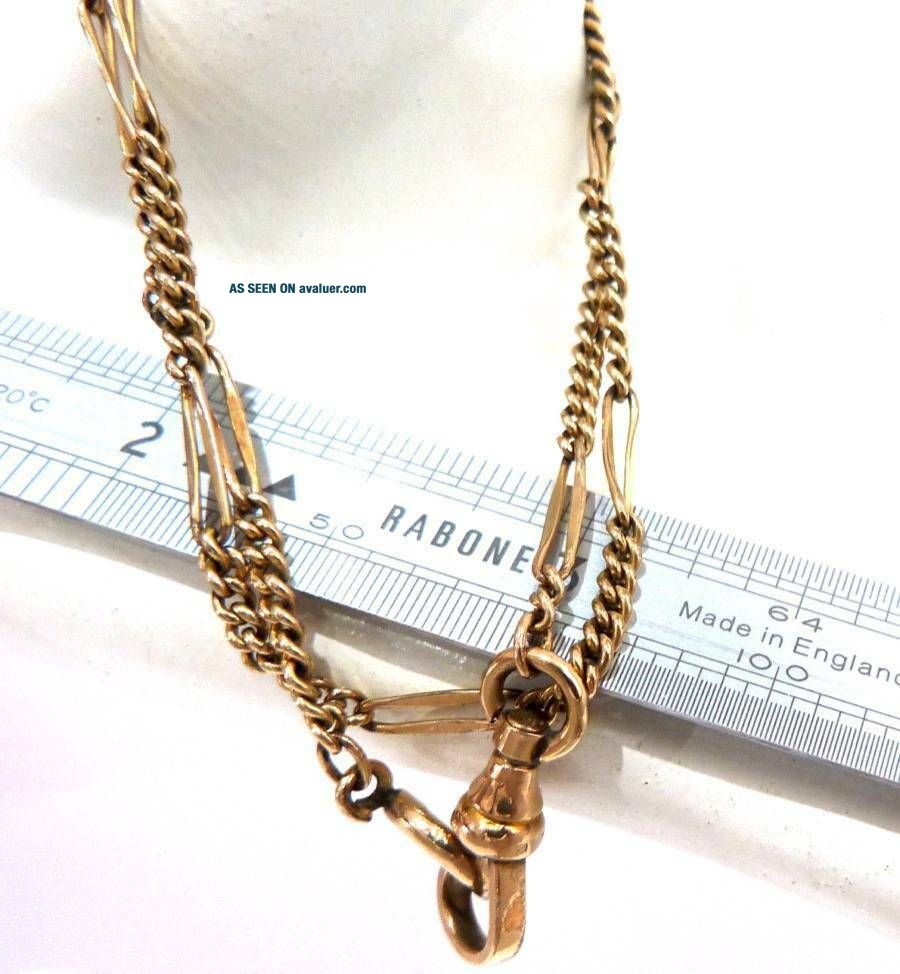 ANTIQUE VICTORIAN 9ct ROLLED GOLD FANCY LONG GUARD WATCH CHAIN NECKLACE ...