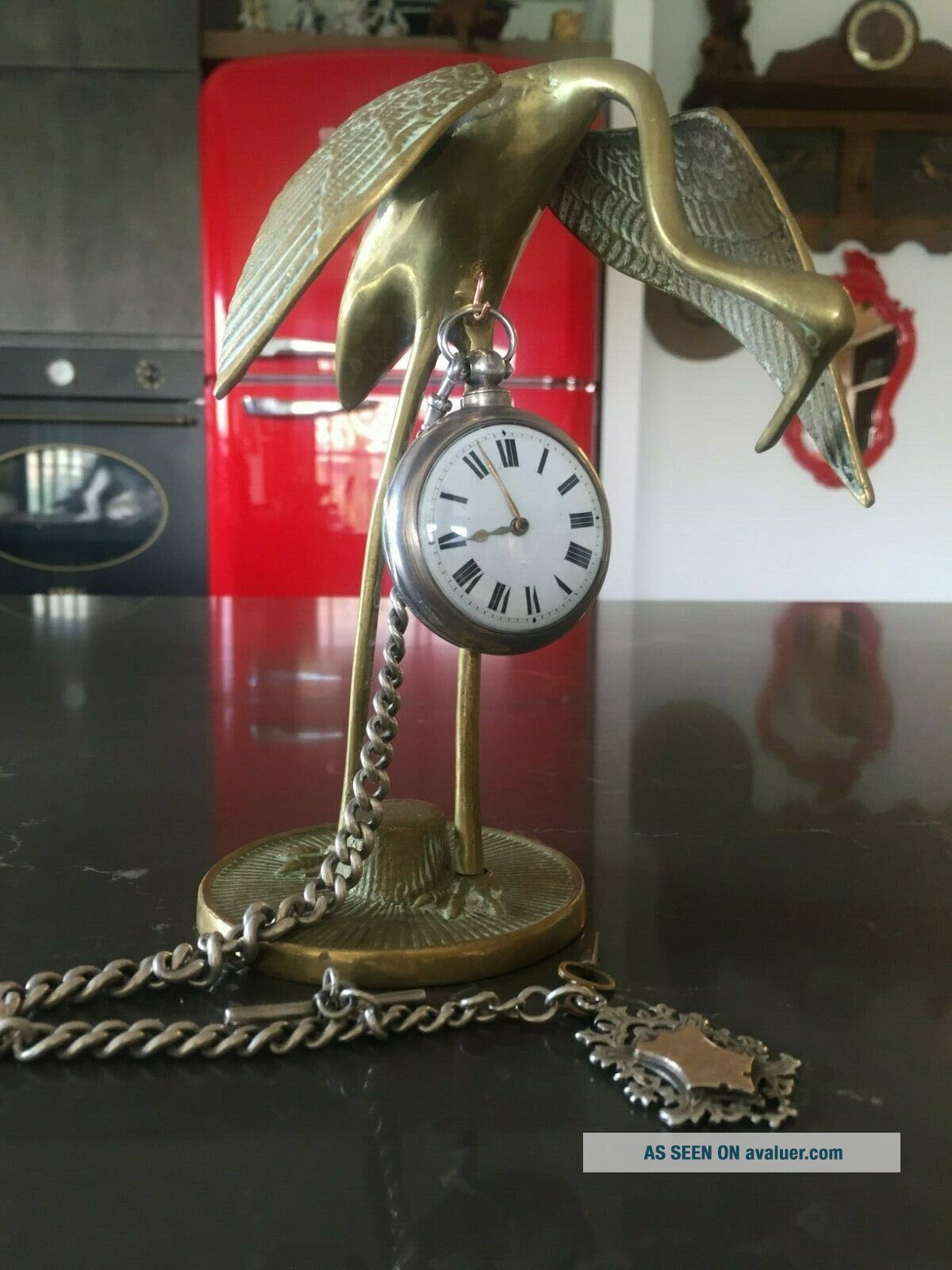 Antique Vintage Brass Bronze Pocket Watch Holder Stand | #3793763