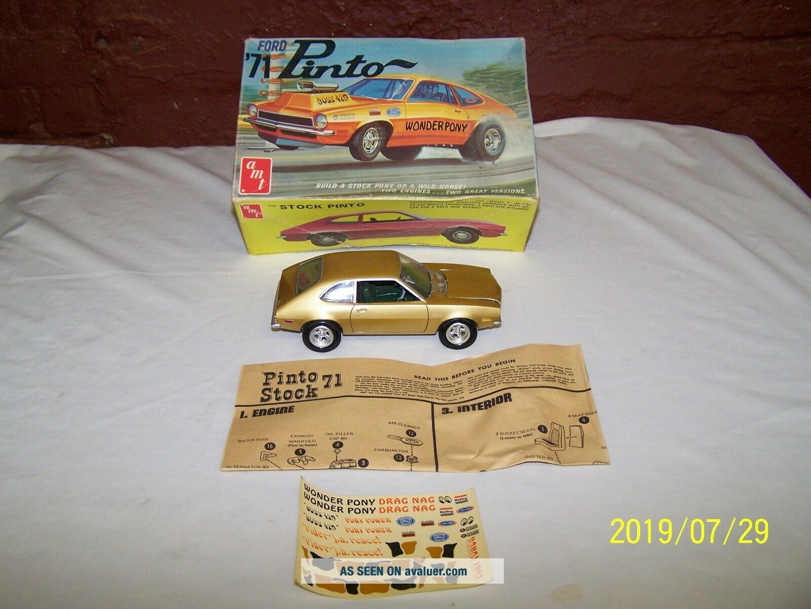 VINTAGE BUILD AMT T - 115 - 1971 FORD PINTO Wonder Pony Model Car Kit 1 ...