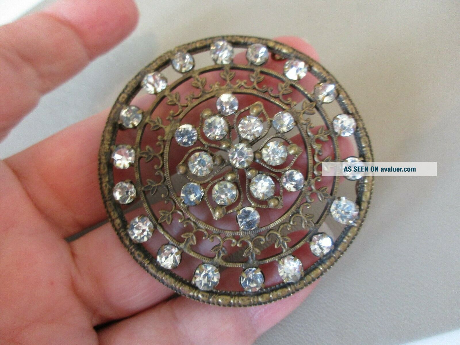 ANTIQUE VINTAGE ENGLISH EDWARDIAN GOLD PASTE CRYSTAL LARGE BUCKLE ...