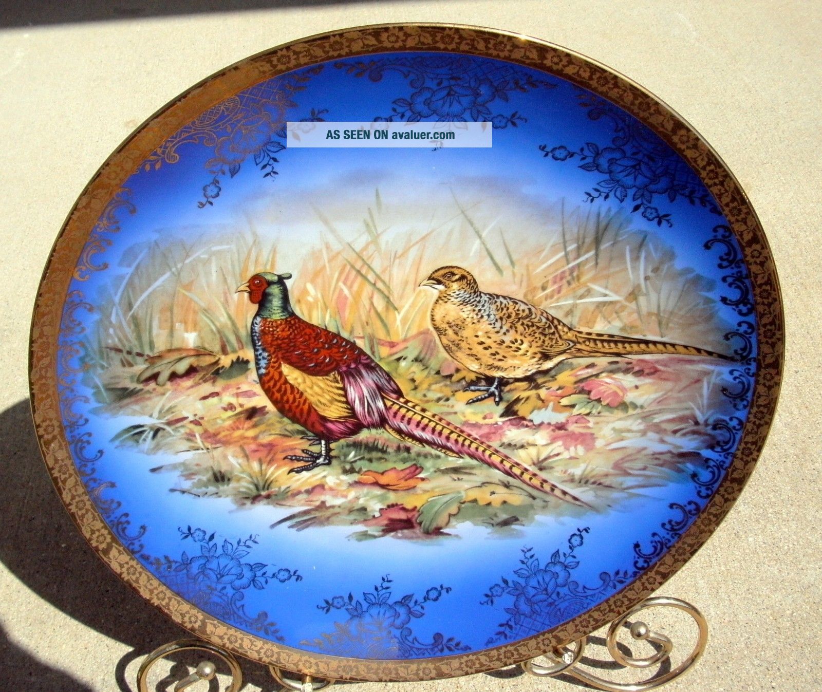 STUNNING STW BAVARIA GERMANY PORCELAIN GAME BIRD PHEASANT CHARGER PLATE ...
