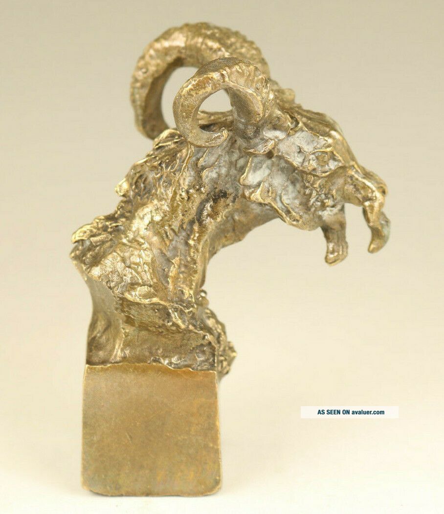 Big Chinese Old Bronze Sheep Head Statue Noble Table Home Decoration ...
