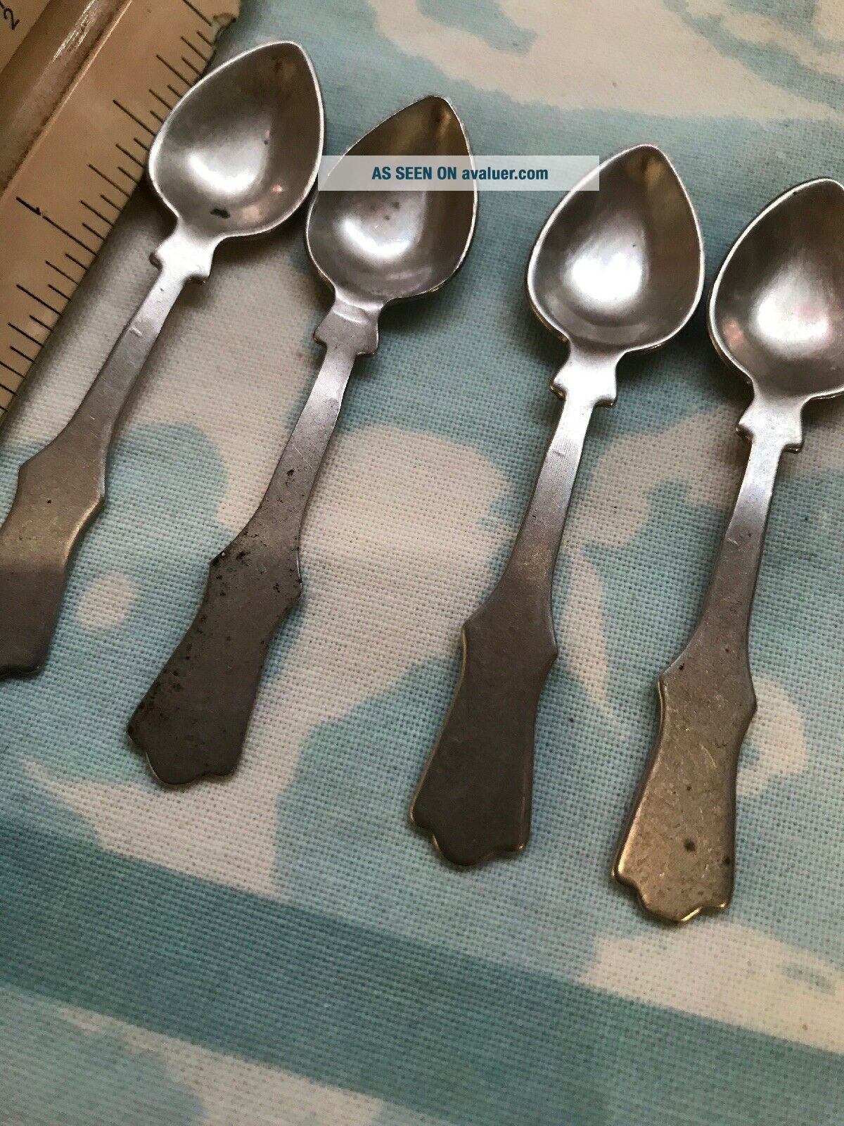 VTG SET OF 4 MINIATURE SALT SPOON/STERLING SILVER | #3838509