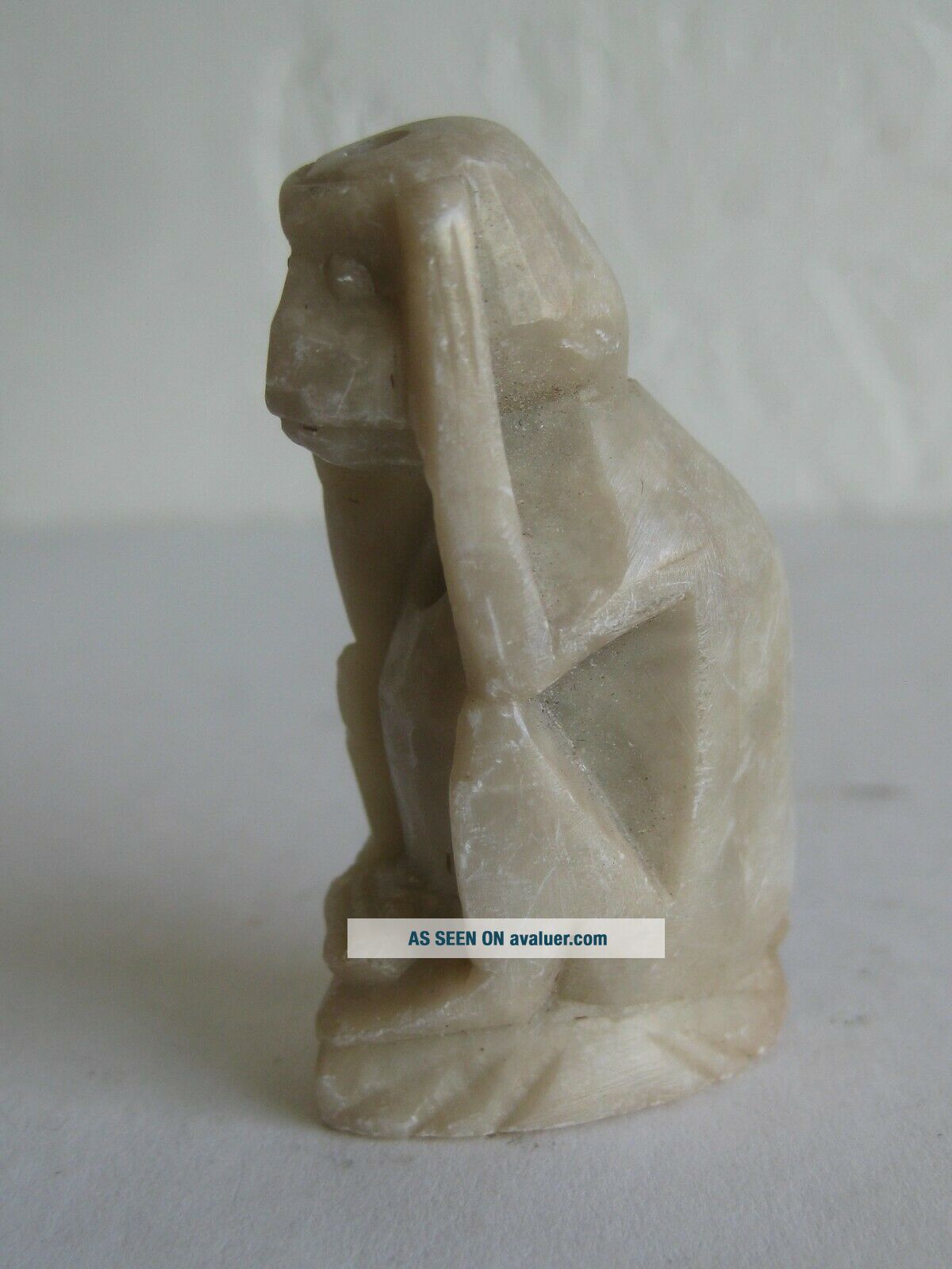 Fine Old Chinese Carved White Hardstone Stone Monkey Statue Toggle ...
