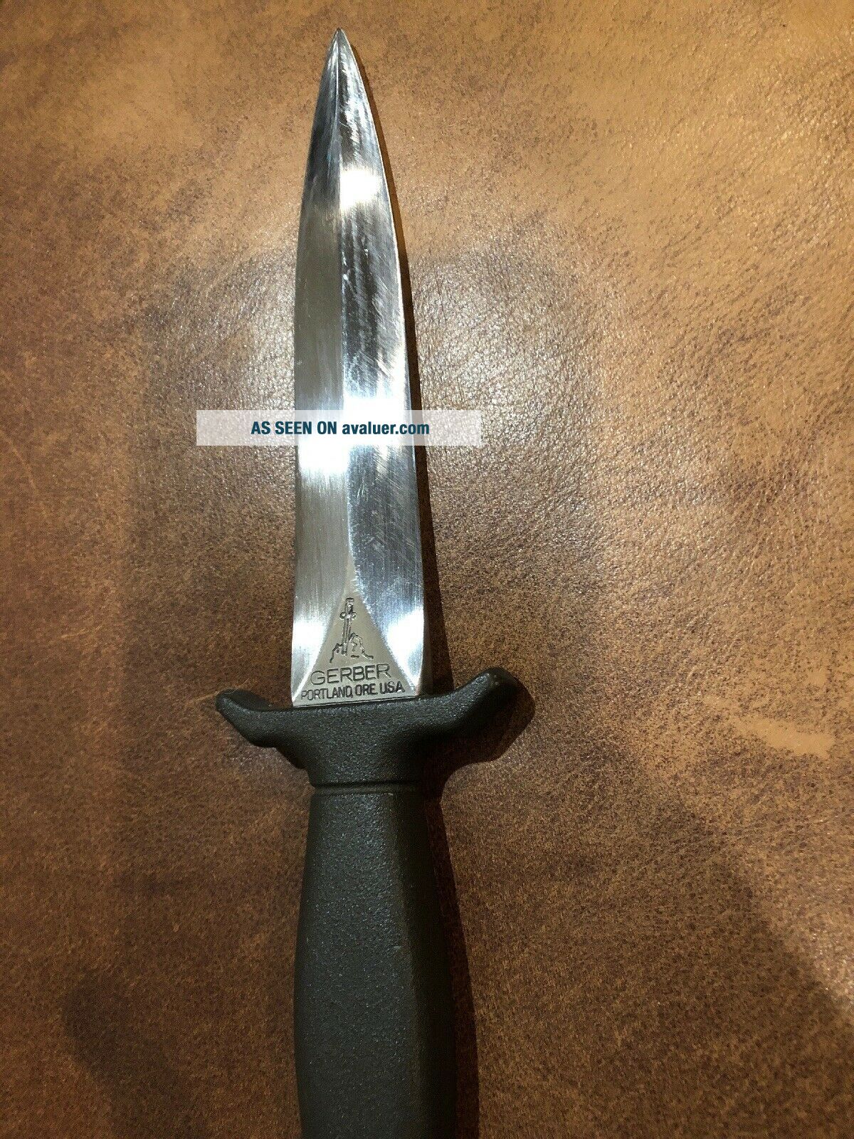 GERBER KNIVES MARK 1 Knife Vintage Early Solid W/ Brown Leather Boot ...