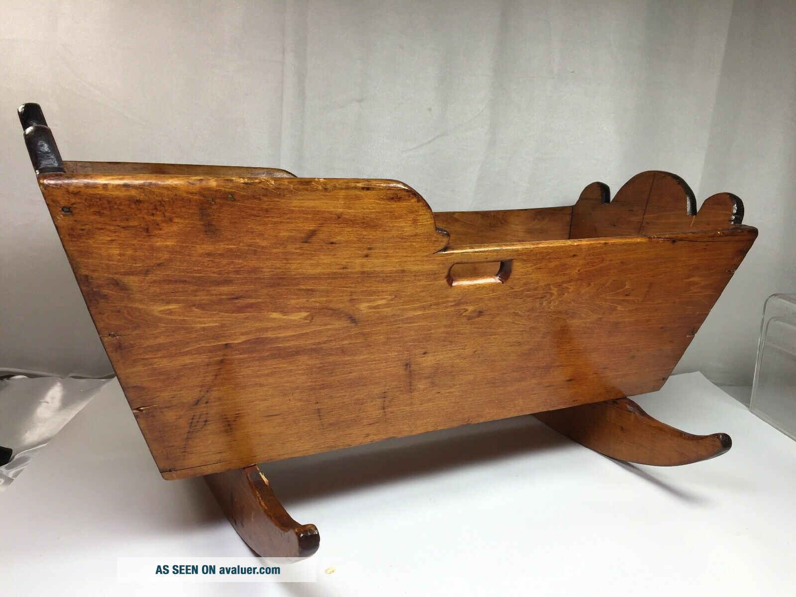 Vintage Rustic Hand Crafted Wood Rocking Baby Doll Cradle Bed Bench ...