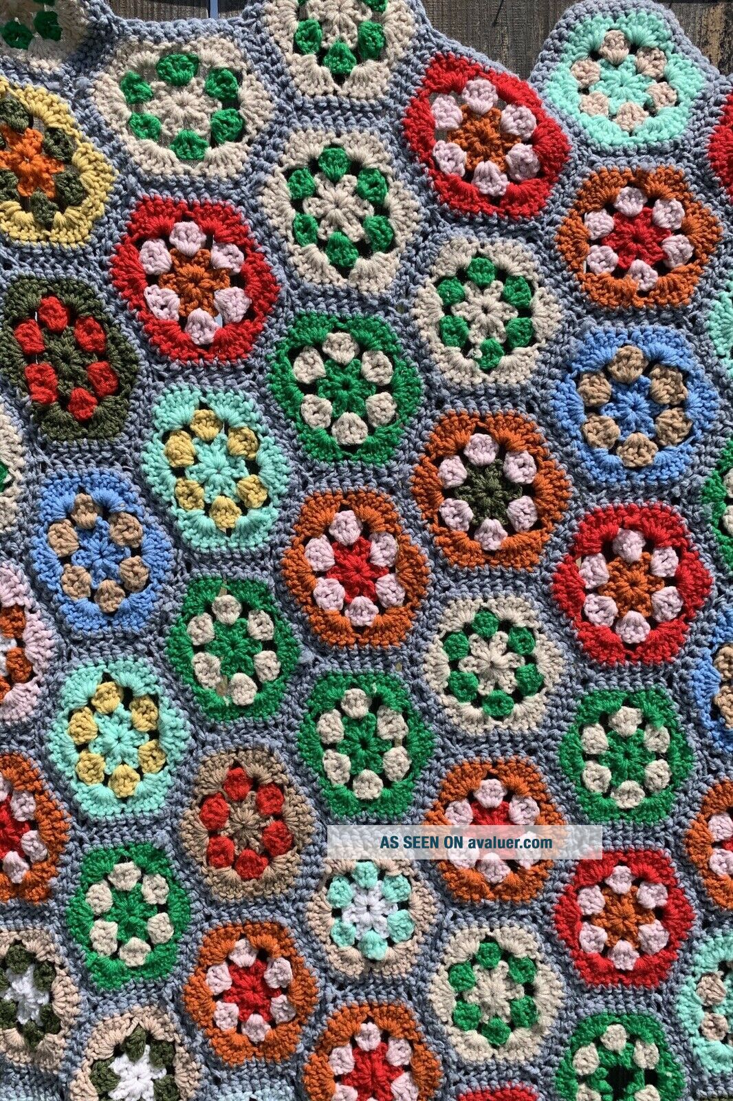 Multicolor Hexagon Handmade Crocheted Afghan Throw - Boho Decor ...